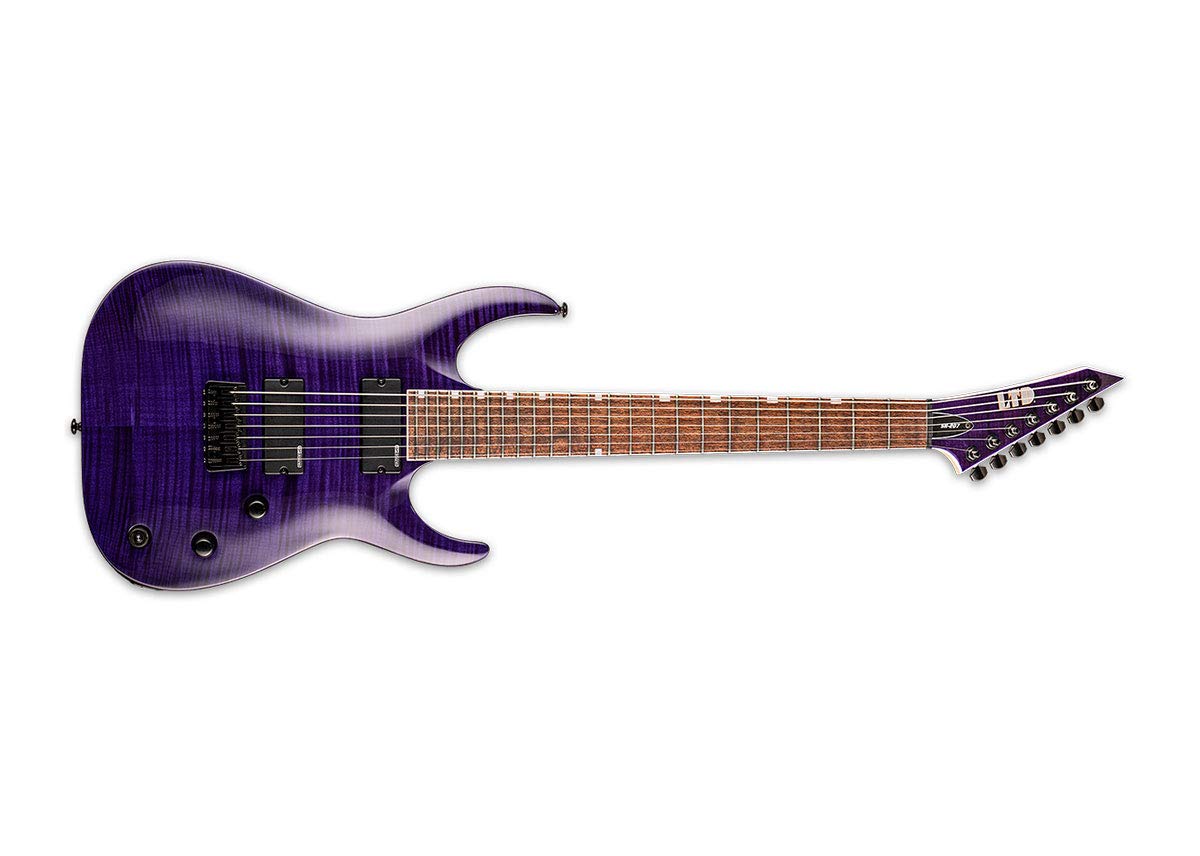 ESP 7 String LTD SH-207 Brian “Head” Welch Signature Series Electric Guitar, See Thru Purple, Right, (LSH207FMSTP)