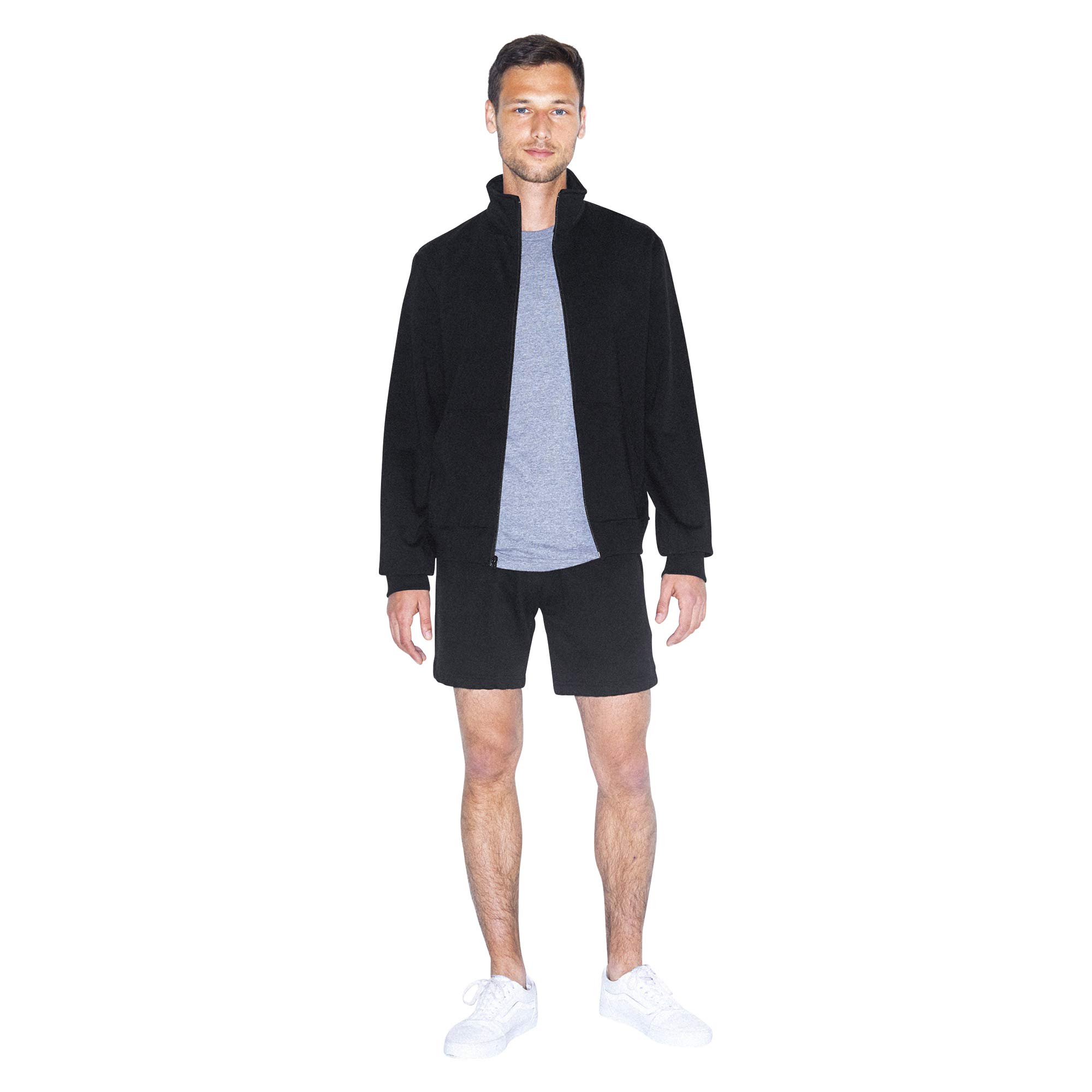 American Apparel Unisex California Fleece Long Sleeve Track Jacket, black, 2X-Large