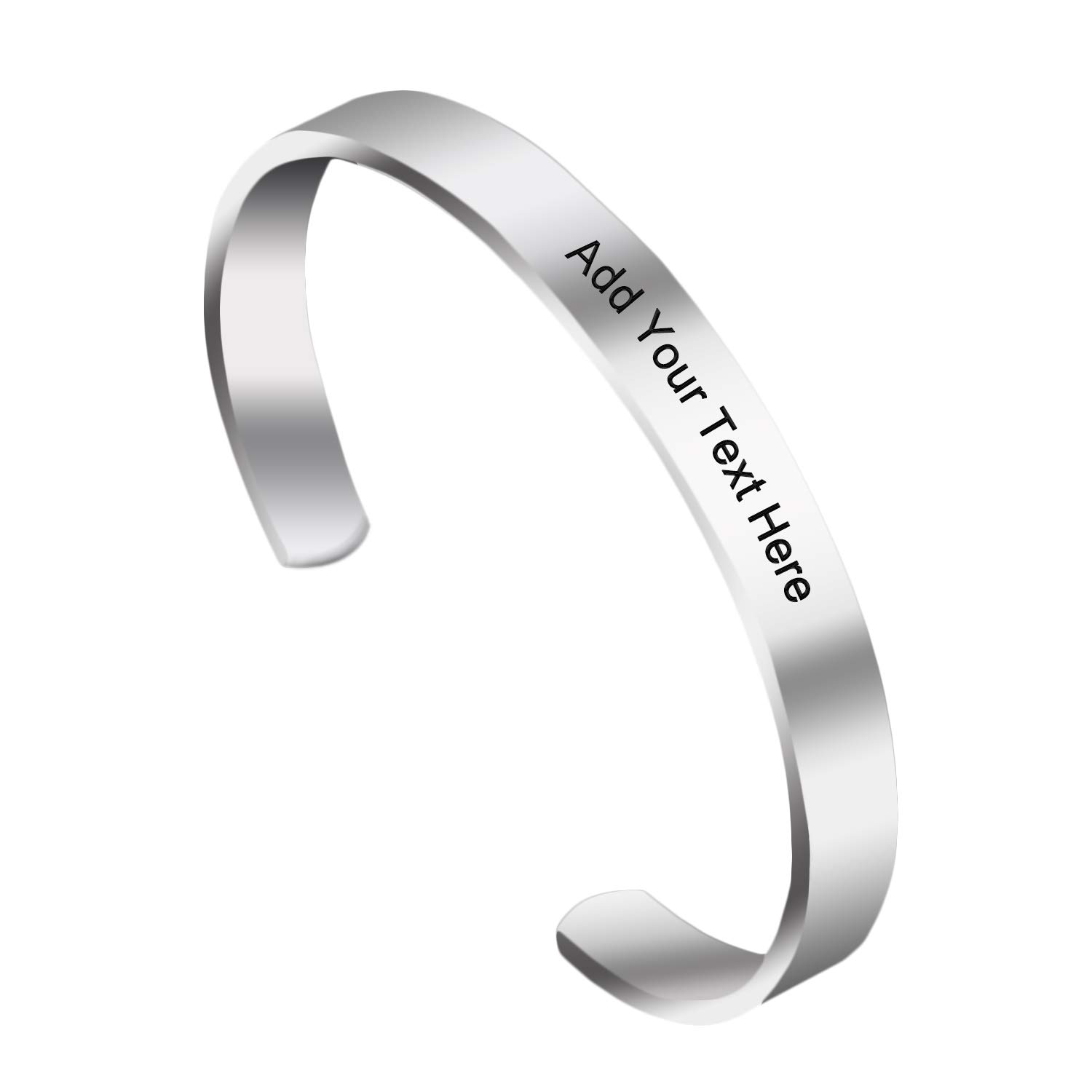 Amlion Personalized Bracelets for Women Mom,Engraved Custom Bracelets Cuff Inspirational Personalized Gifts for Women-Double Side Engraved