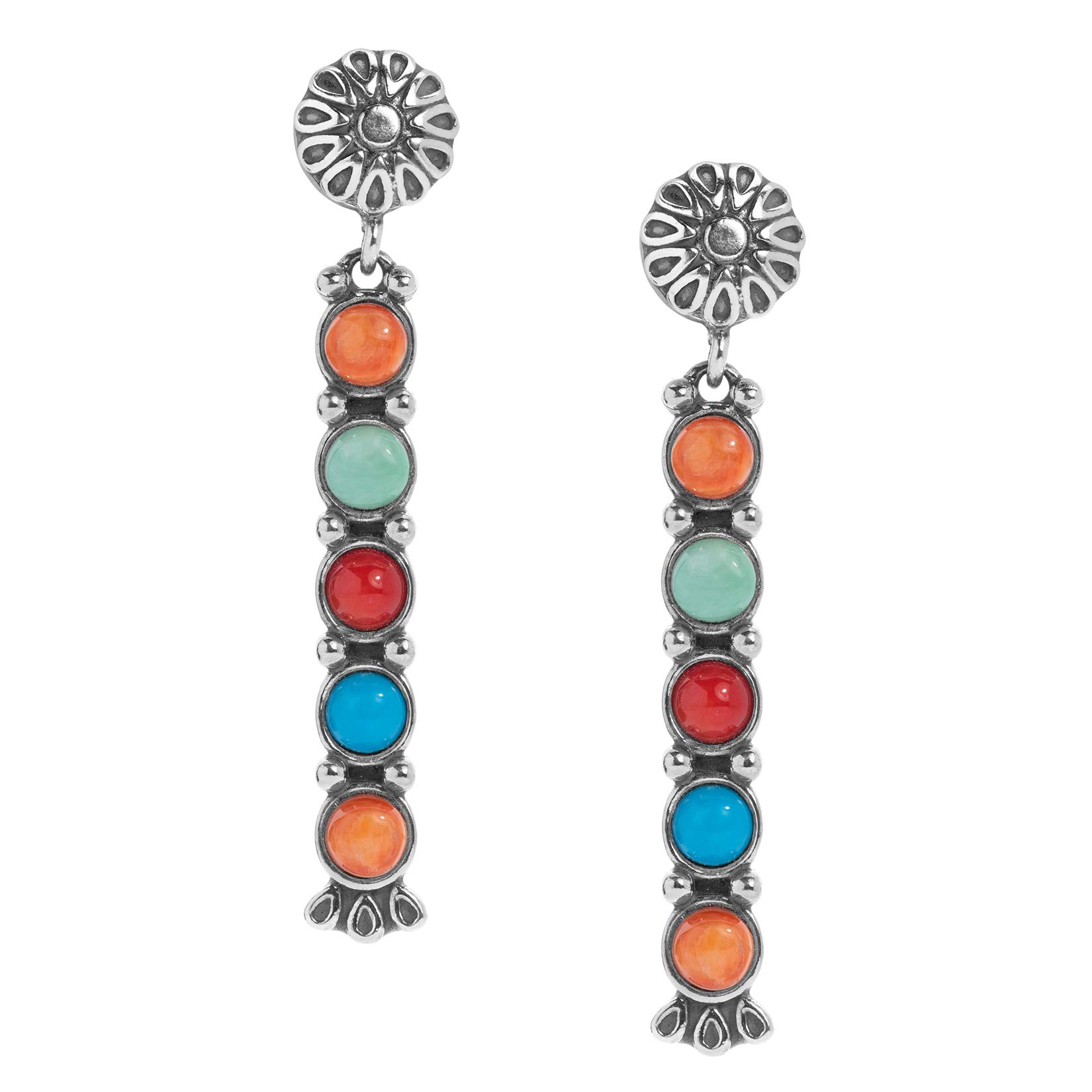 American West Sterling Silver Multicolor Gemstone Dangle Earrings