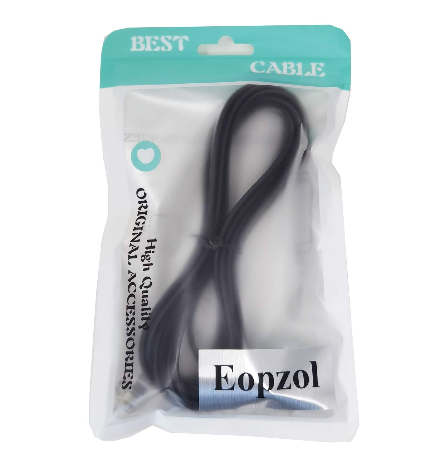 Part Express EopZol 10ft Telephone Line Cord Cable Wire 6P4C RJ11 DSL Modem Fax Phone to Wall Black