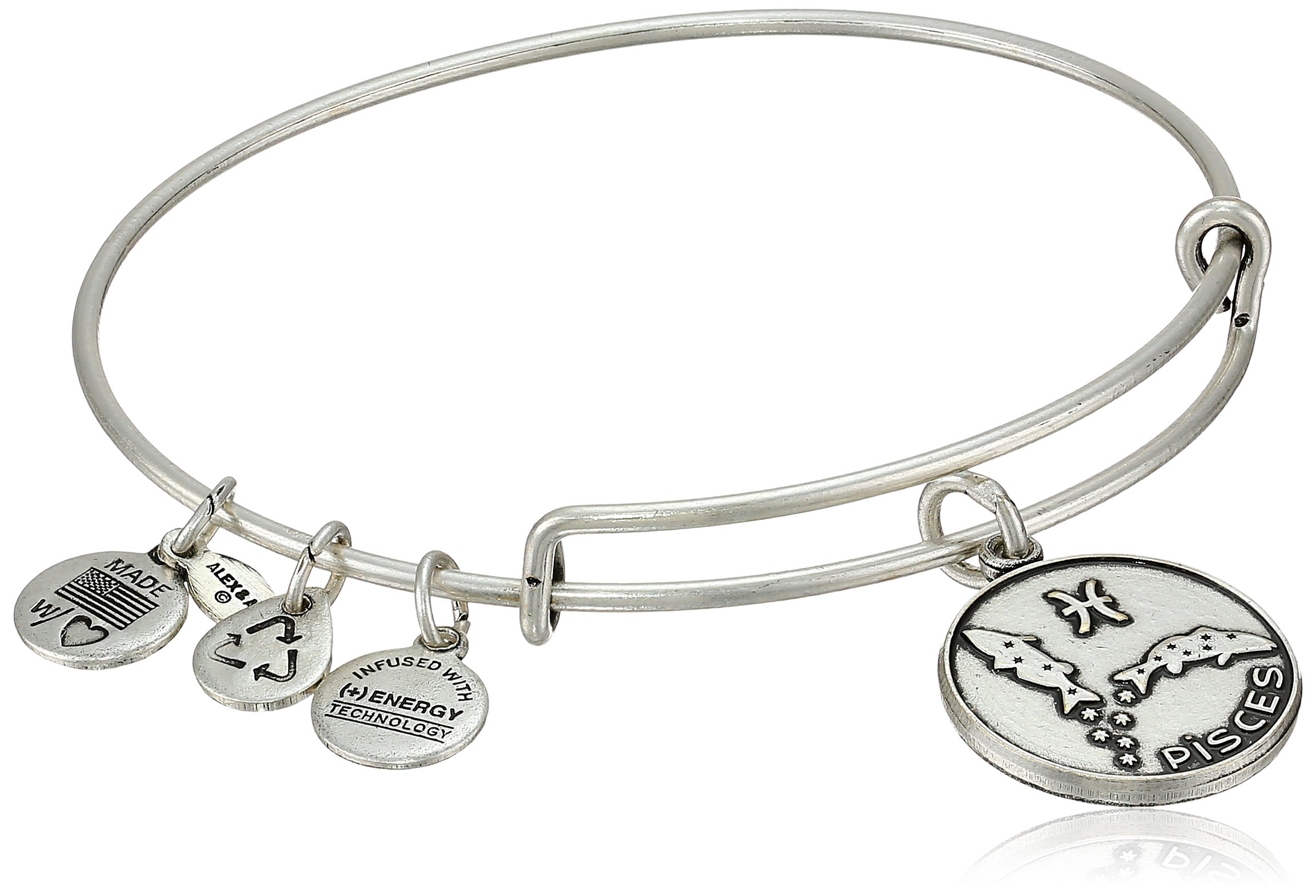 Alex and Ani Pisces II Expandable Rafaelian Silver-Tone Wire Bangle Bracelet, 7.25"