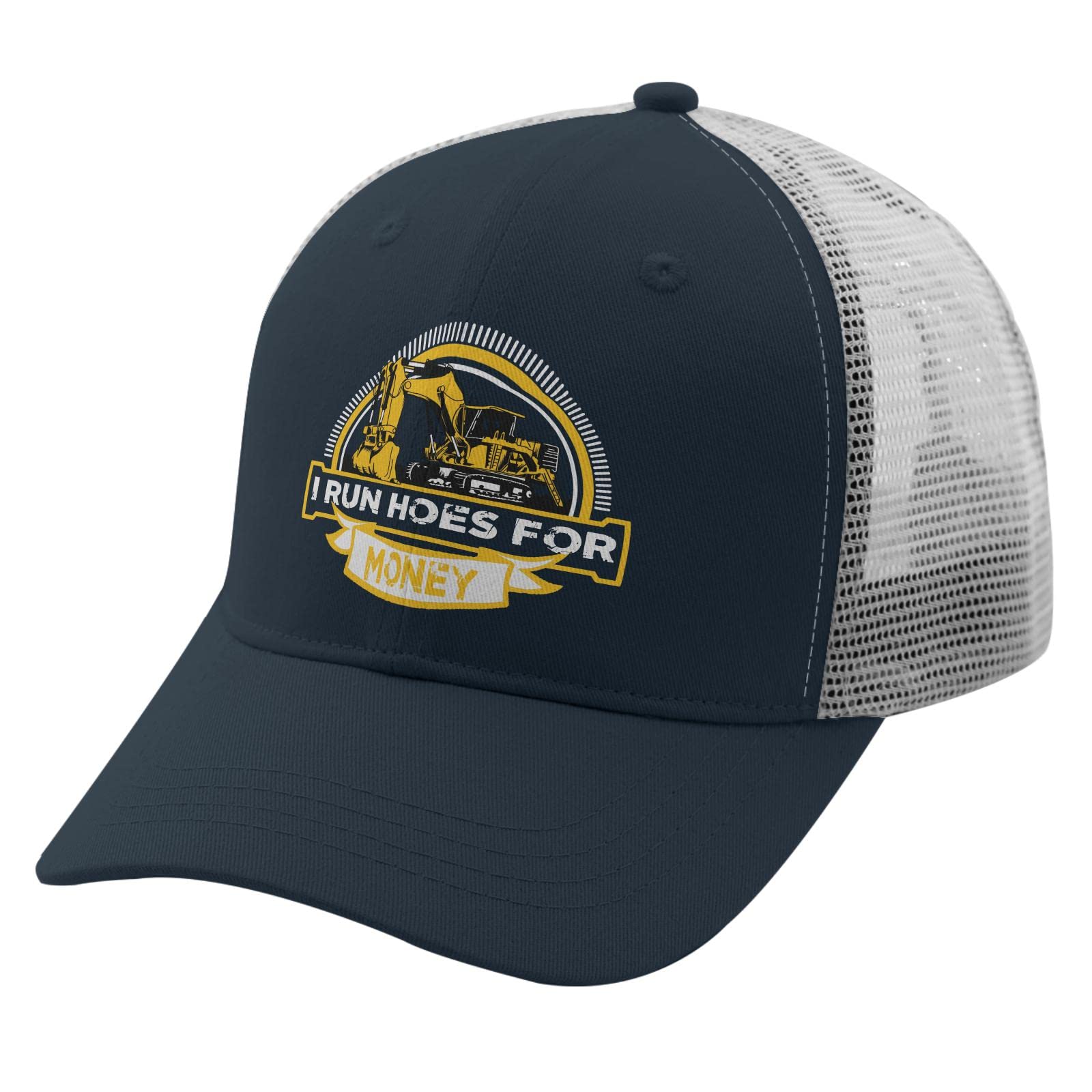 Aumgo Construction Workers Funny Hats for Men Trucker Cap Trucker Hat Men I Run Hoes for Money Trucker Cap for Women Marine Blue, One Size-Medium