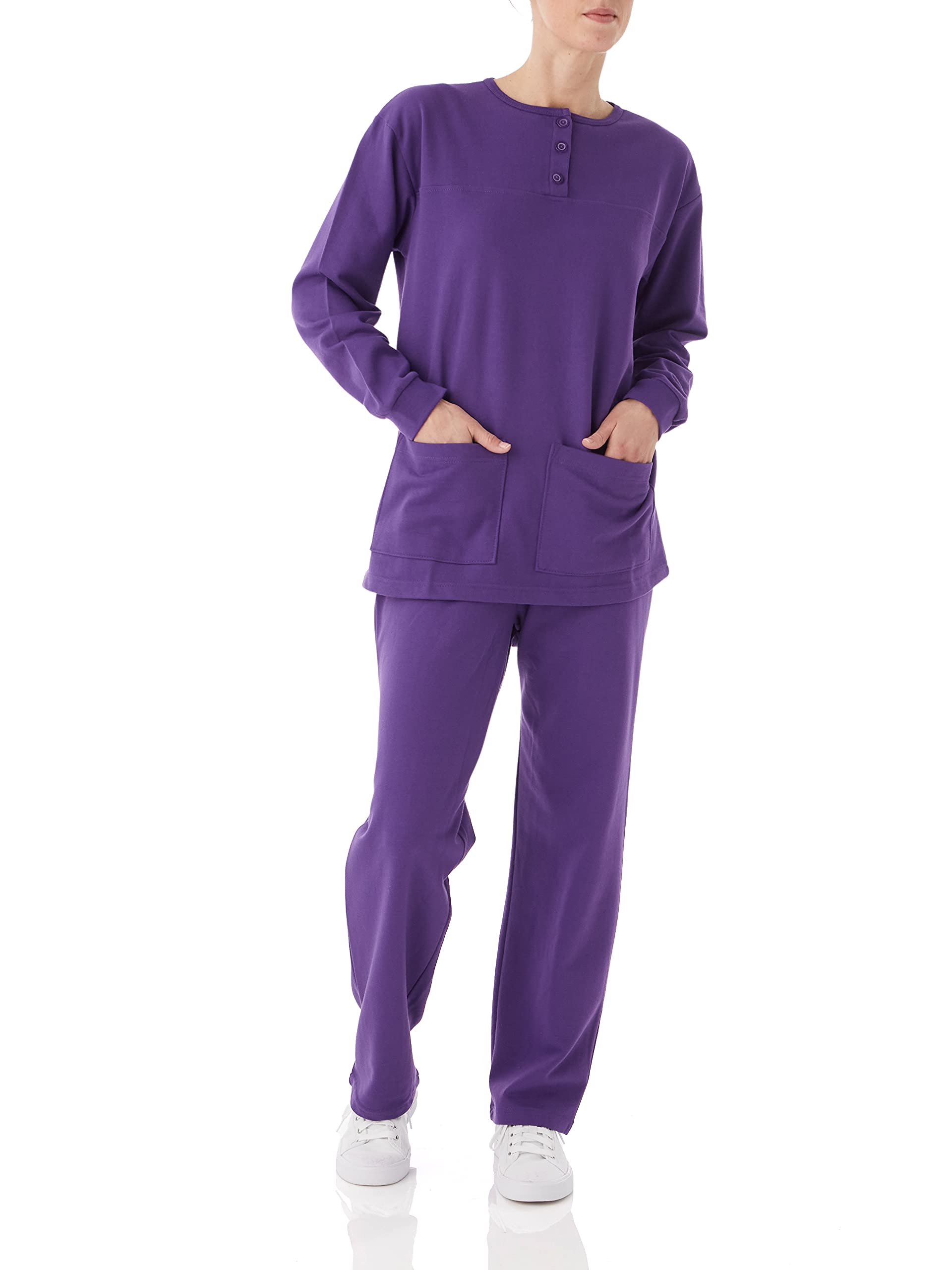 ANTHONY RICHARDS Women Fleece Sweatsuit Set – Relaxed Activewear Outfit Pullover Top Elastic Waist Pants 2-Piece Tracksuit