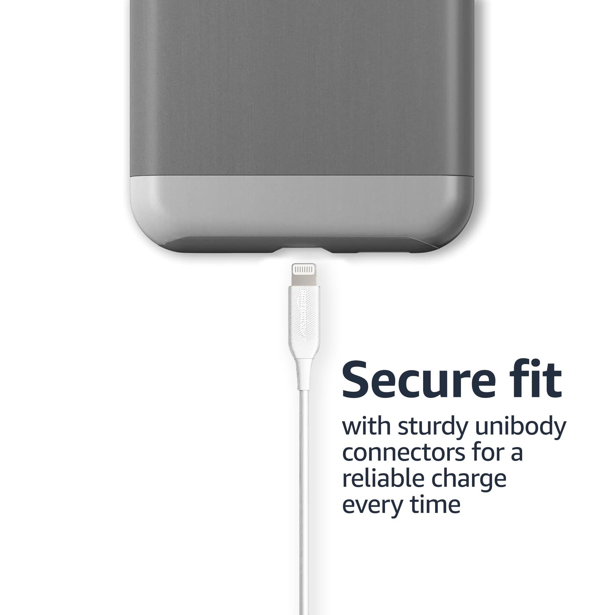 Amazon Basics 2-Pack USB-A to Lightning ABS Charger Cable, MFi Certified Charger for Apple iPhone 14 13 12 11 X Xs Pro, Pro Max, Plus, iPad, 6 Foot, White