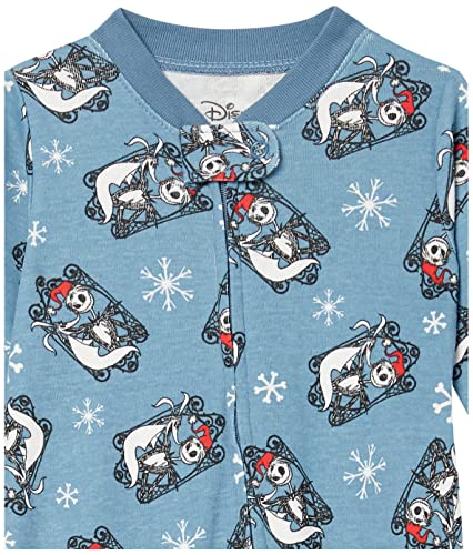 Amazon Essentials Disney | Marvel | Star Wars Unisex Babies' Snug-Fit Cotton Pajama Sleepwear Sets, Nightmare Santa Jack - Sleep & Play, 0-3 Months