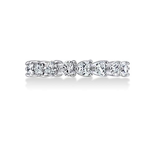 Amazon Essentials Platinum-Plated Sterling Silver Infinite Elements Cubic Zirconia White Heart All-Around Ring, Size 7, (previously Amazon Collection)