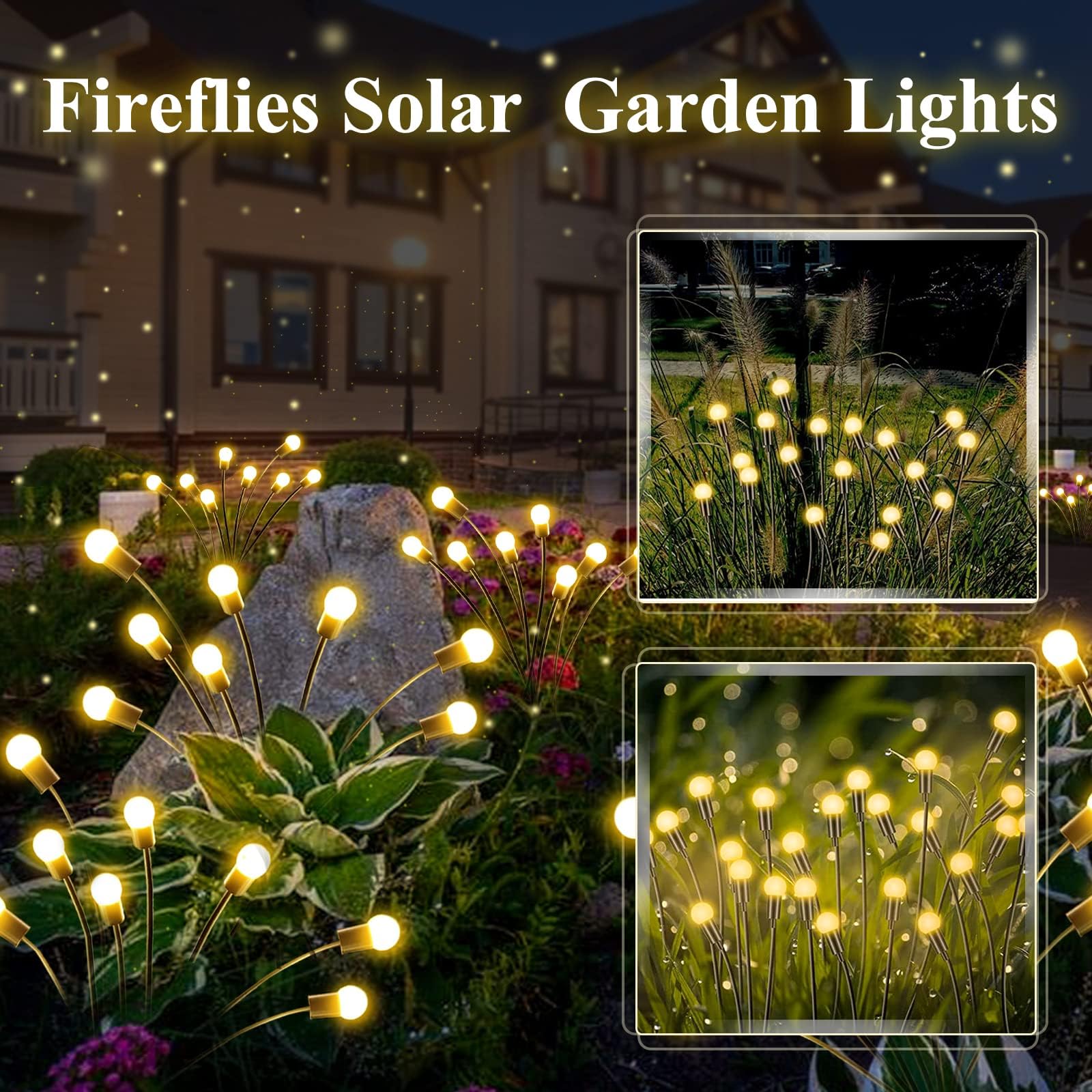 Albelt 6-Pack Solar Garden Lights Outside, 48 LED Swaying Firefly Solar Lights (Sway by Wind), Waterproof Solar Yard Lights for Outside Fairy Garden Decor Patio Pathway Landscape (Warm White)