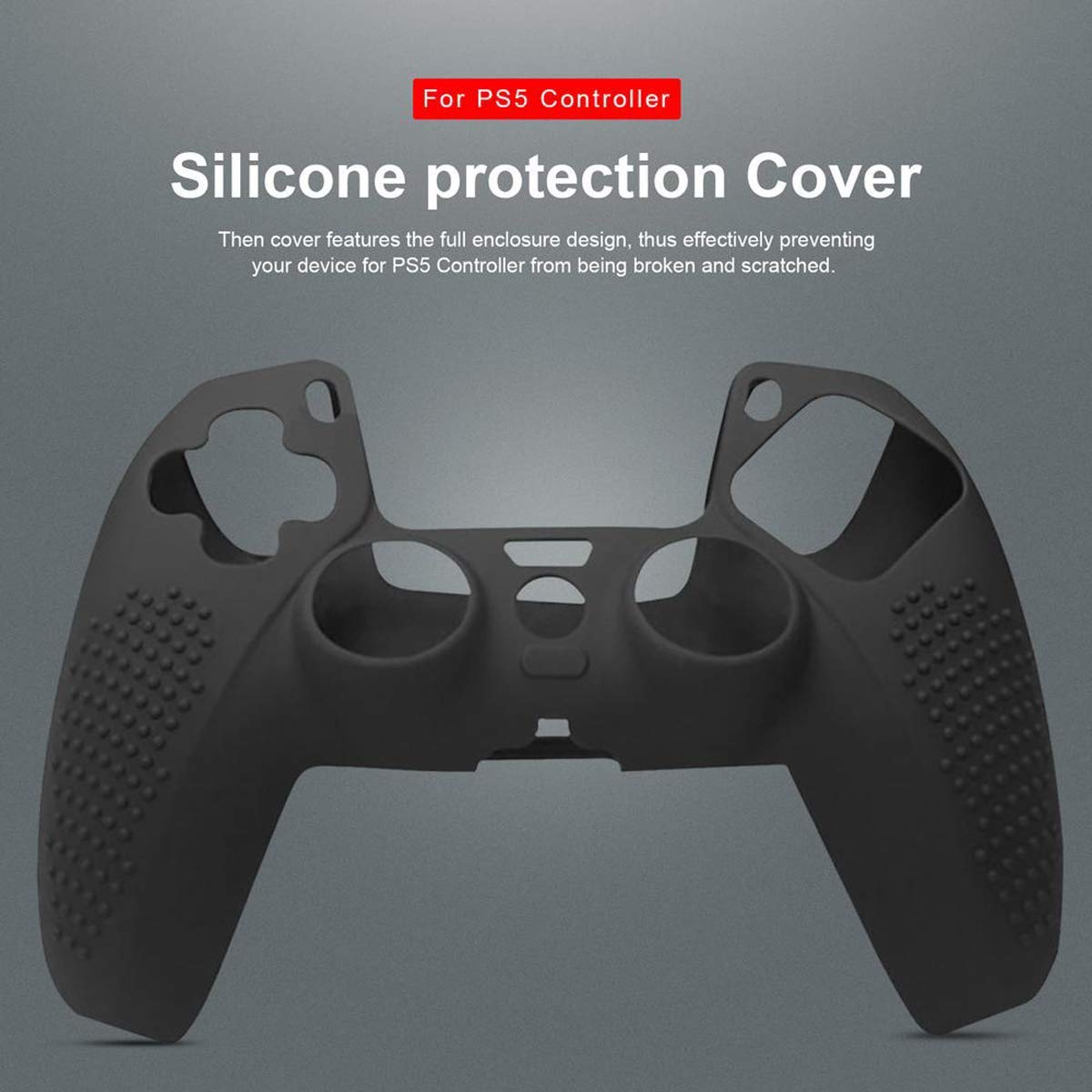 Anti-Slip Grip Skin Silicone Case Cover for PS5 Gamepad, Skin-Friendly Soft Protection Case Cover for PS5 Controller,Dustproof Durable Controller Grip Protector Ant (Black)