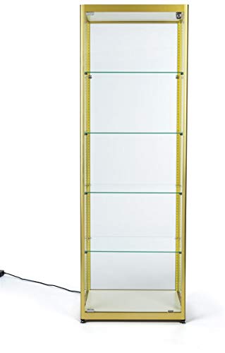 Displays2go Illuminated Tempered Glass Showcases – Gold (DCKDMT24G)