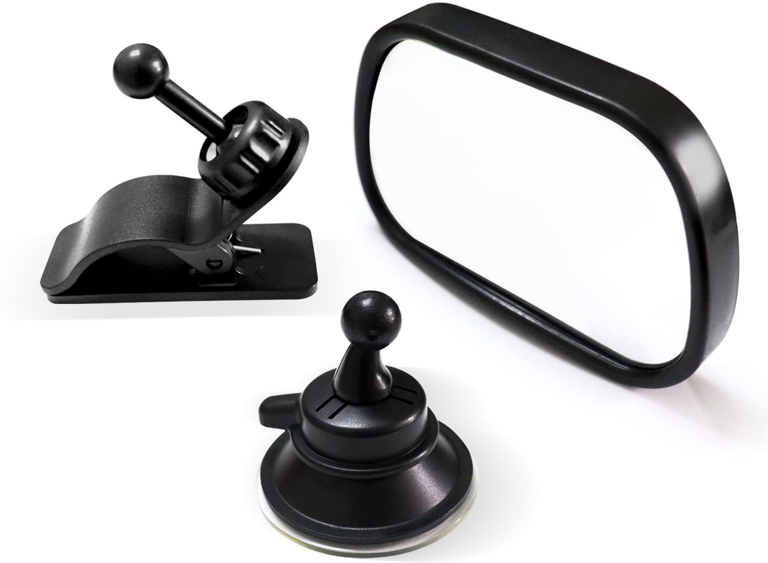 Baby Car Mirror, Baby Car Mirror Rear Facing Car Mirror Baby Rear Facing Seat Suction Cup Adjustable for Inner Front Windshield, Crash Tested and Certified for Safety-1 Clip & 1 Suction Cup