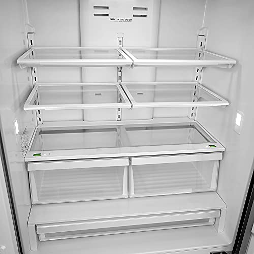 Cosmo FDR225RHSS-G 36 in Double French Door Refrigerator | Energy Efficient Fridge with 2 Drawer Bottom Freezer & Built-In Automatic Ice Maker/Chest, 22.5 cu. ft. Storage Capacity - Stainless Steel