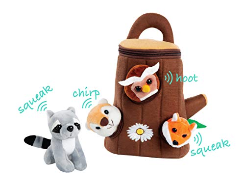 Etna Friends of the Forest Talking Treehouse Playset - 5 Plush Woodland Animals with Carry Case