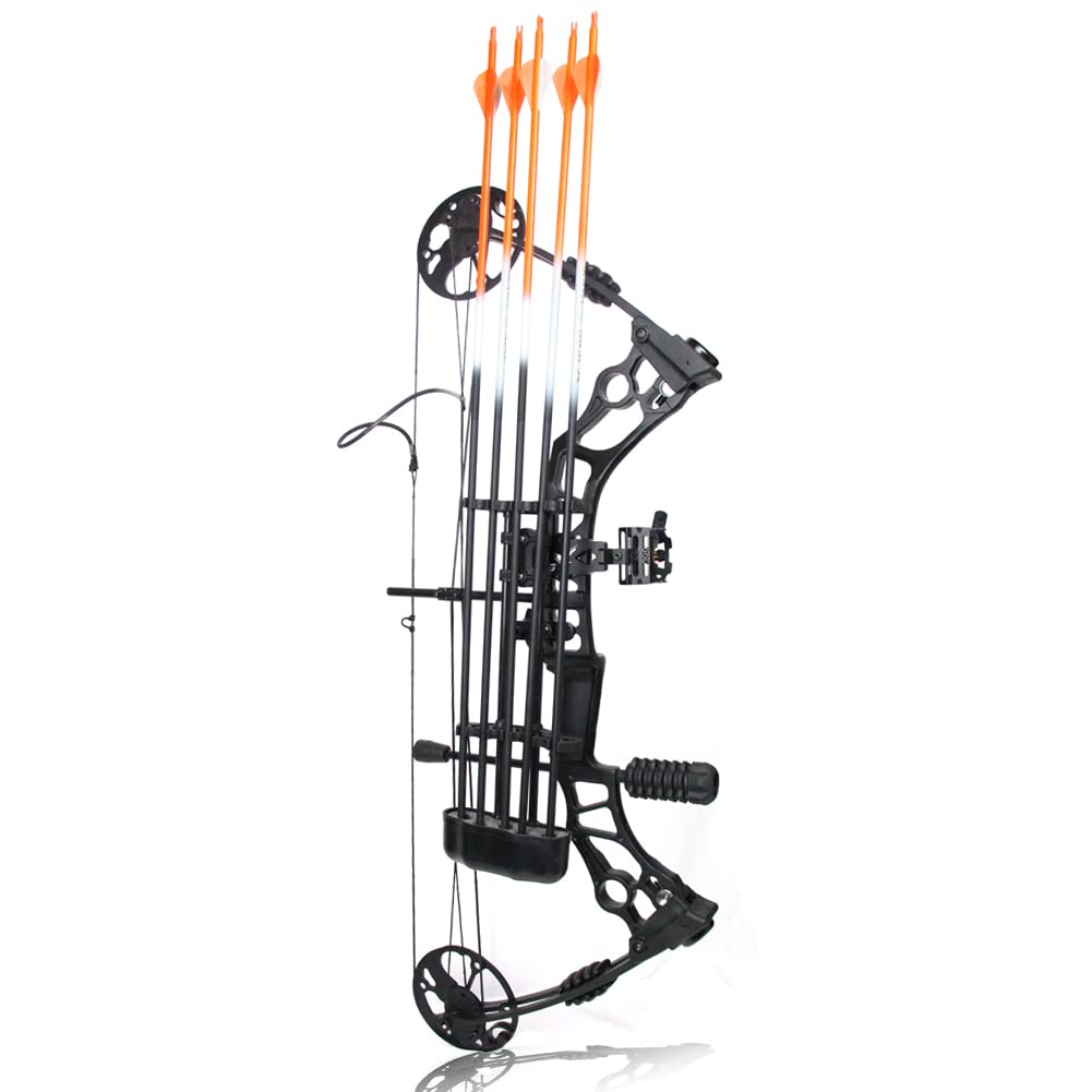 Archery Compound Bow and Arrow for Adults and Youth，Bowfishing and Hunting Bow Set, 320 fps,18"-30" Draw Length,35-70 Lbs Draw Weight, Package with Archery Hunting Equipment Black
