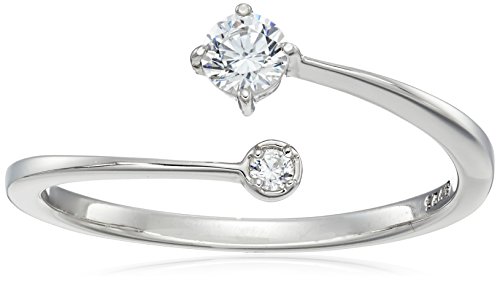 Amazon Essentials Platinum-Plated Sterling Silver Infinite Elements Cubic Zirconia 2-Stone Round Ring, Size 8, (previously Amazon Collection)