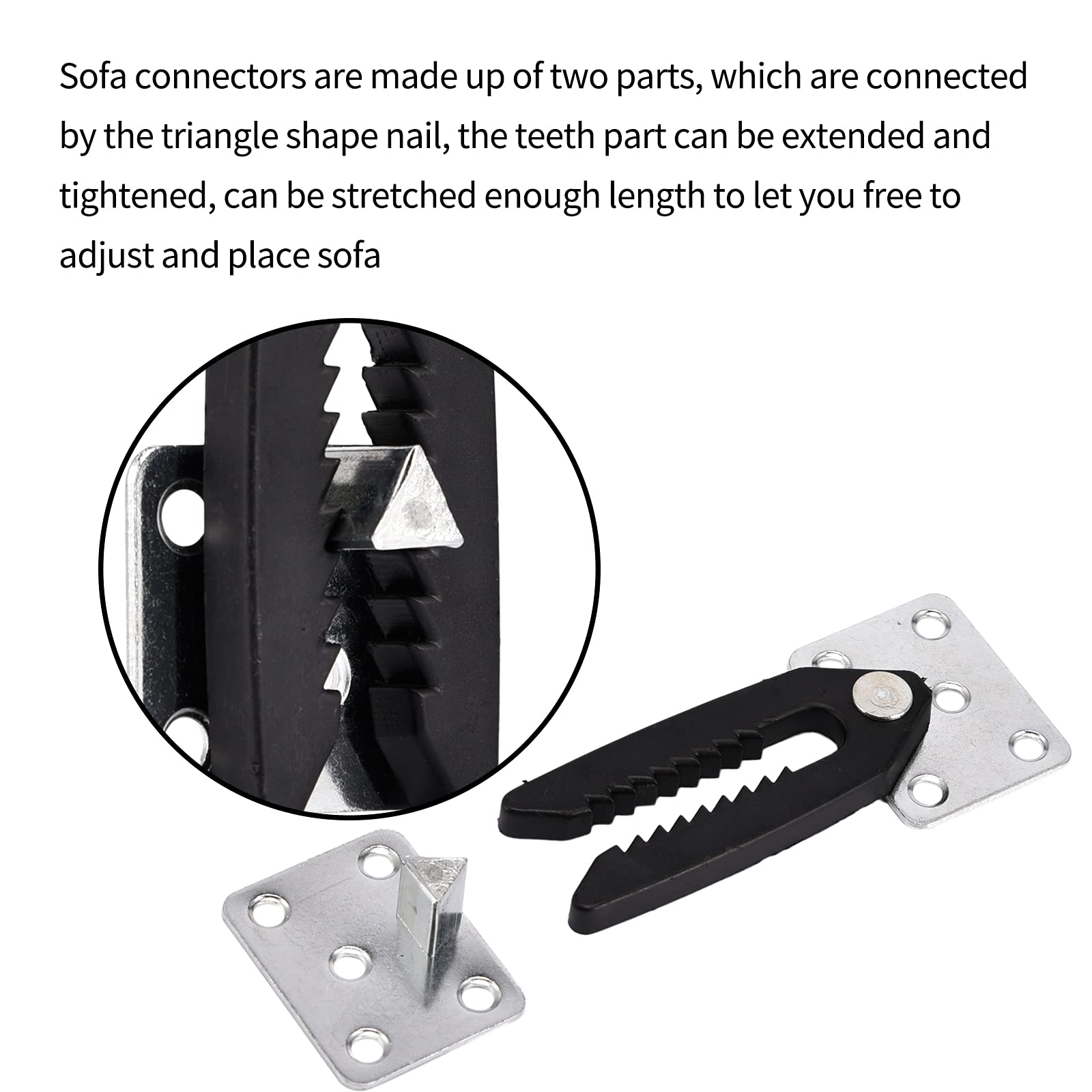 Carkio Sectional Couch Connector, 2 X Metal Sofa Joint Alligator Style Sectional Couch Connector