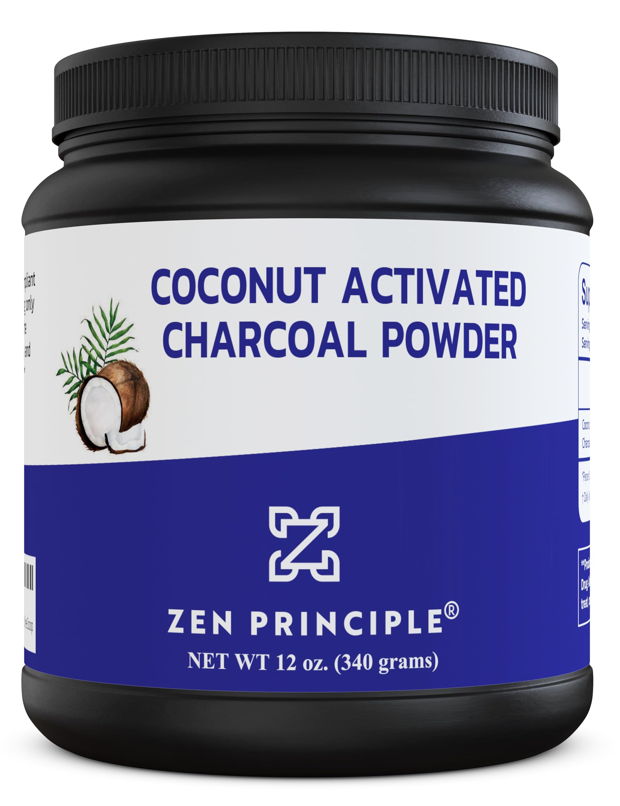 Large 12 Oz. Coconut Activated Charcoal Powder. Whitens Teeth, Rejuvenates Skin and Hair, Supports Better Digestion. USA-Owned Producers, Free Scoop
