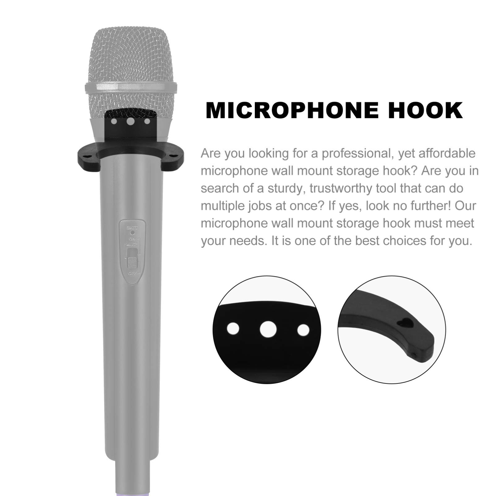 ARTIBETTER Microphone Holder for Mic Stand 4pcs Microphone Wall Hanger Wall Mounted Mic Holder Bracket Rack Clamp for Home Office Microphone Accessories Mic Holder for Stand