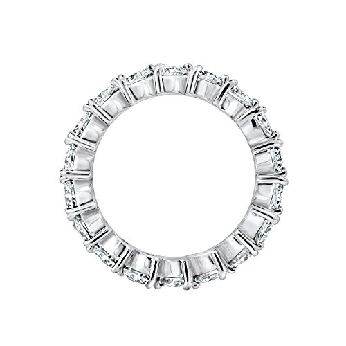 Amazon Essentials Platinum-Plated Sterling Silver Infinite Elements Cubic Zirconia White Heart All-Around Ring, Size 7, (previously Amazon Collection)