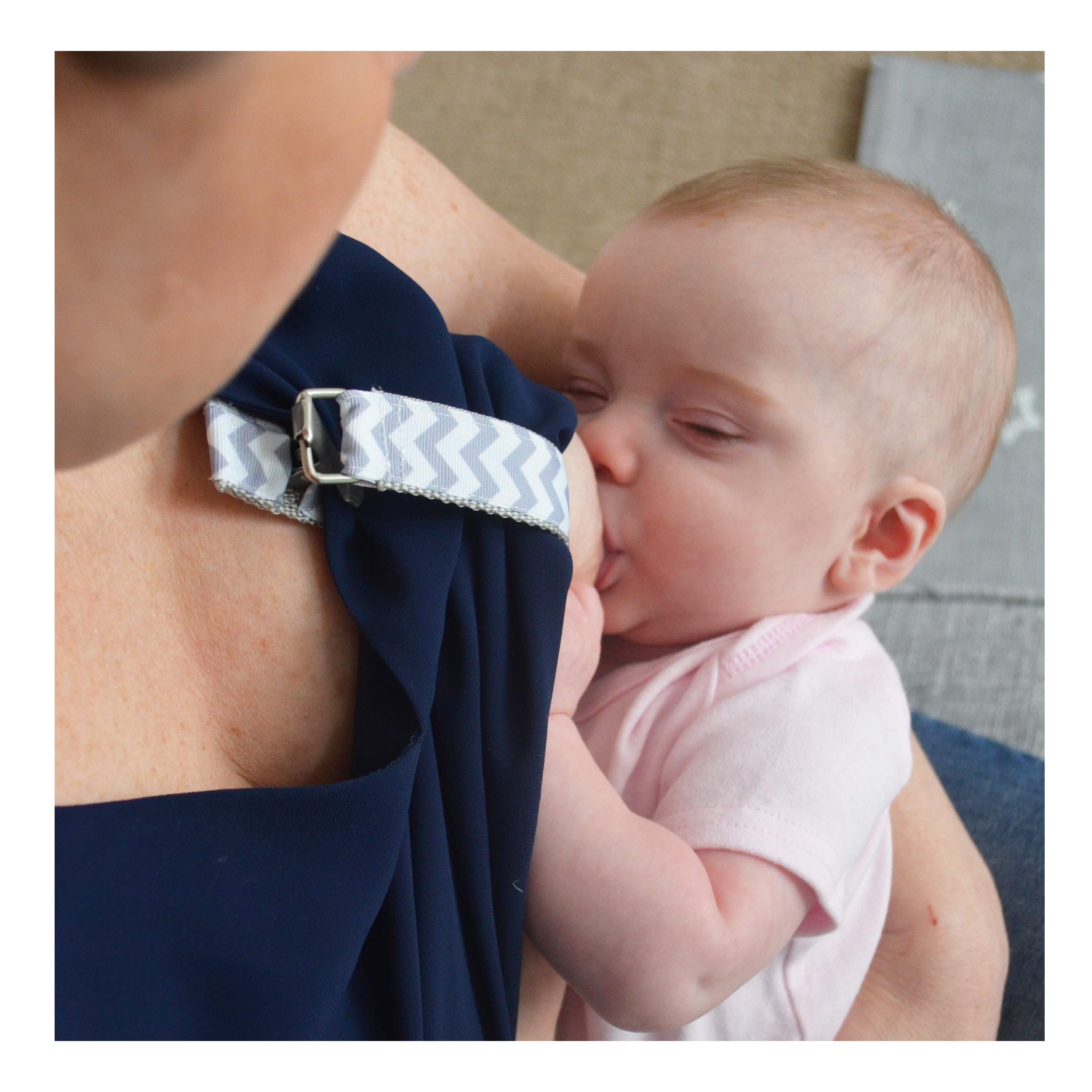 LatchPal Hands-Free Nursing Clip - Holds up Clothing to Make Breastfeeding and Pumping Easier, an Ideal Nursing Cover Accessory, Gray Chevron Pattern