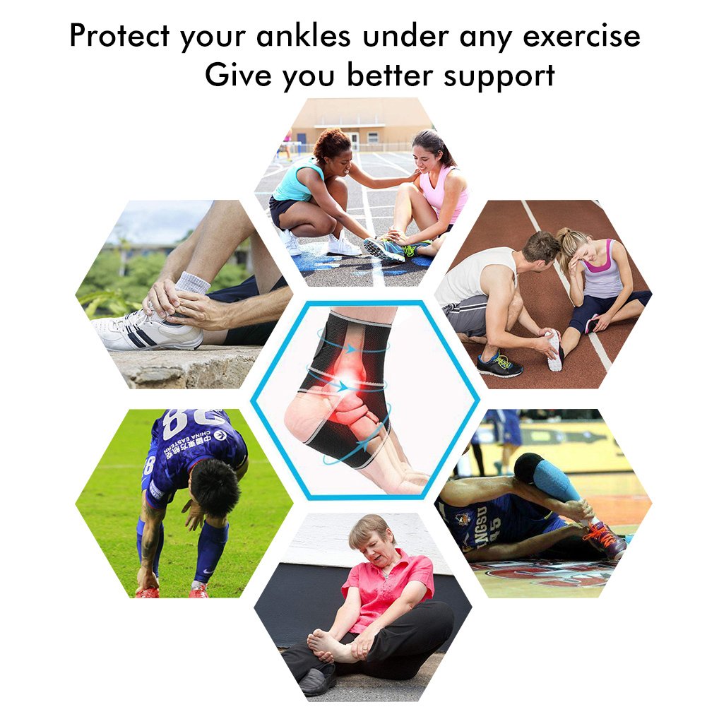 Ankle Brace Breathable Ankle Support Adjustable Ankle Stabilizer with Compression Wrap Support, Suitable for Men & Women, Sports -One Size Fits All (red)