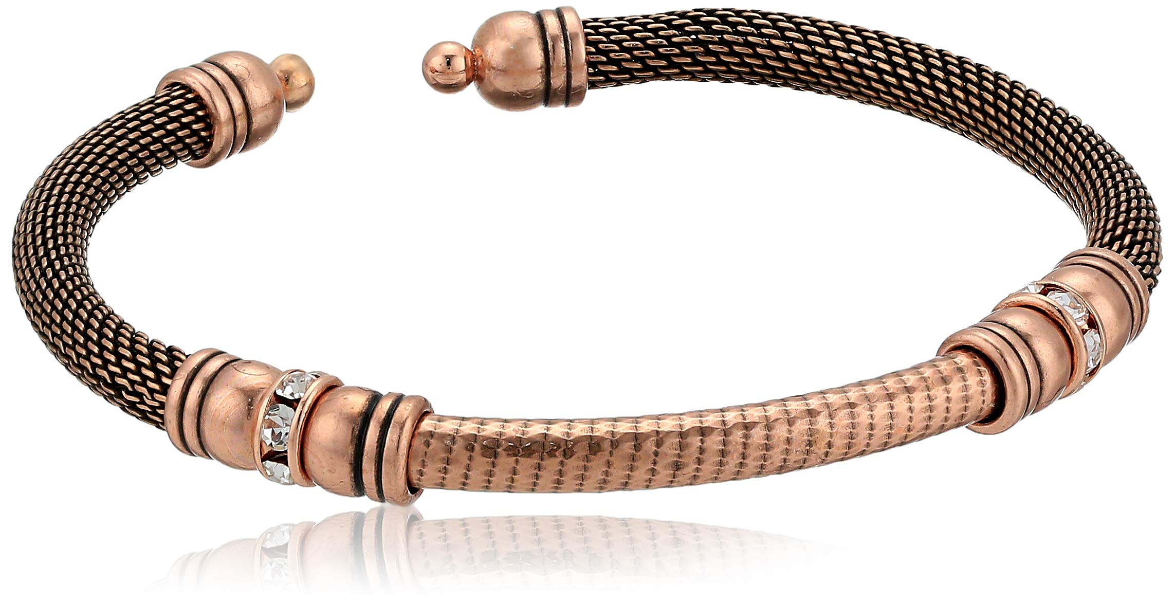 Alex and Ani Women's Rose Gold Mesh Cuff, Rafaelian Rose Gold