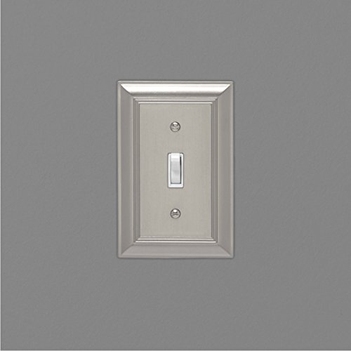 Amazon Basics Single Toggle Light Switch Outlet Wall Plate, Satin Nickel, 3-Pack