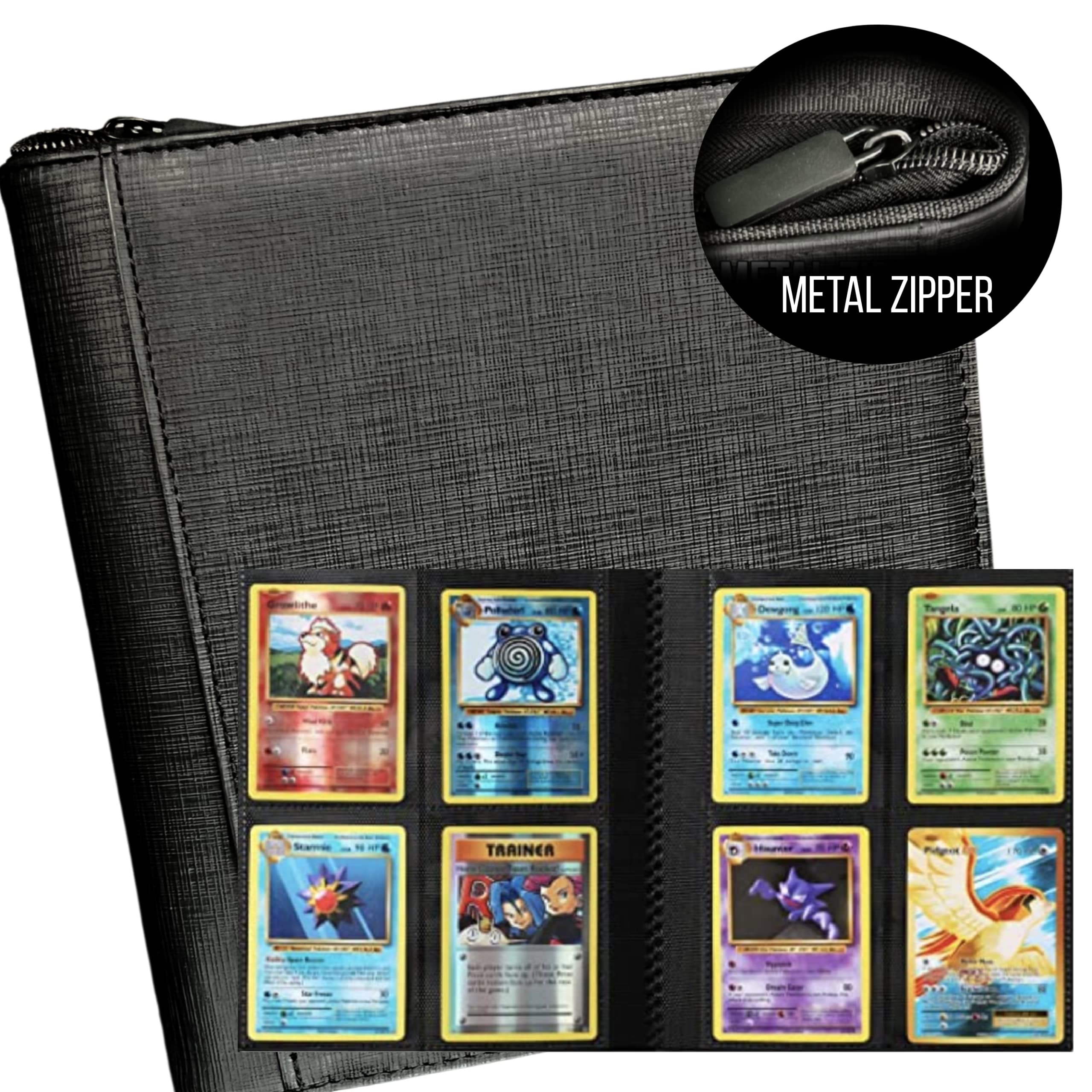 ARMORY 9 Pocket Plastic Card Binder with Secure Elastic Strap, Compatible with 360 Cards, Black