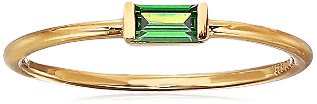 Amazon Essentials 18K Yellow Gold Plated Sterling Silver Emerald Colored Cubic Zirconia May Fashion Stackable Ring, Size 8 (previously Amazon Collection)