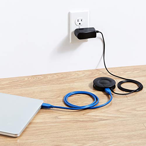 Amazon Basics High-Speed 4 Port USB 3.0 Hub with AC Adapter for use with MacBook, Mac Pro, iMac, Surface Pro and more, Black