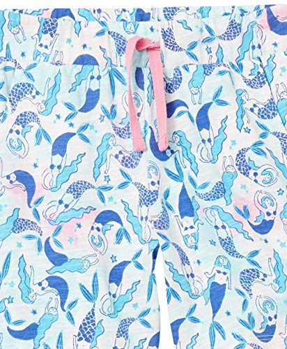 Amazon Essentials Girls' Knit Jersey Play Shorts (Previously Spotted Zebra), Pack of 3, Grey/Light Pink/Light Blue, Mermaids, Small