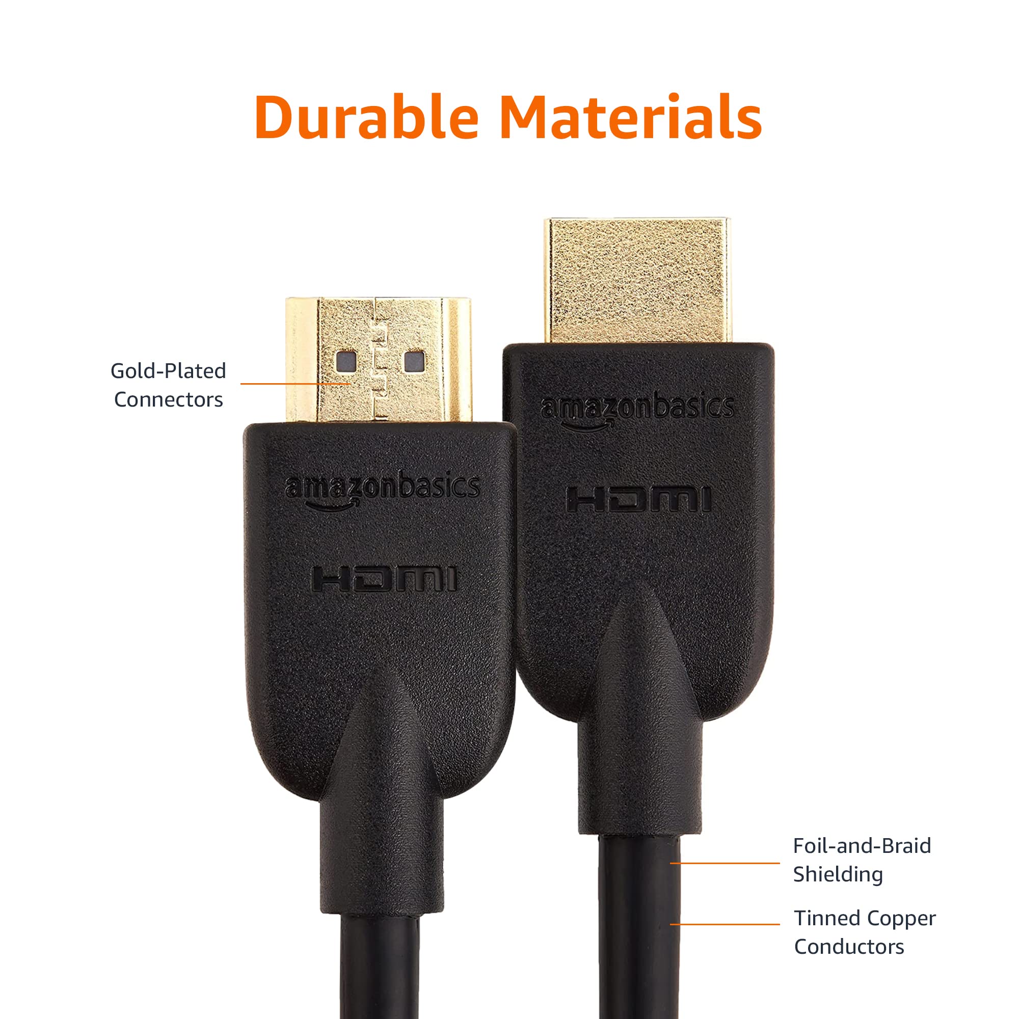 Amazon Basics High-Speed HDMI Cable, 1.4B Male to Male, 18 Gbps, 4K/60Hz, 15 Feet, White