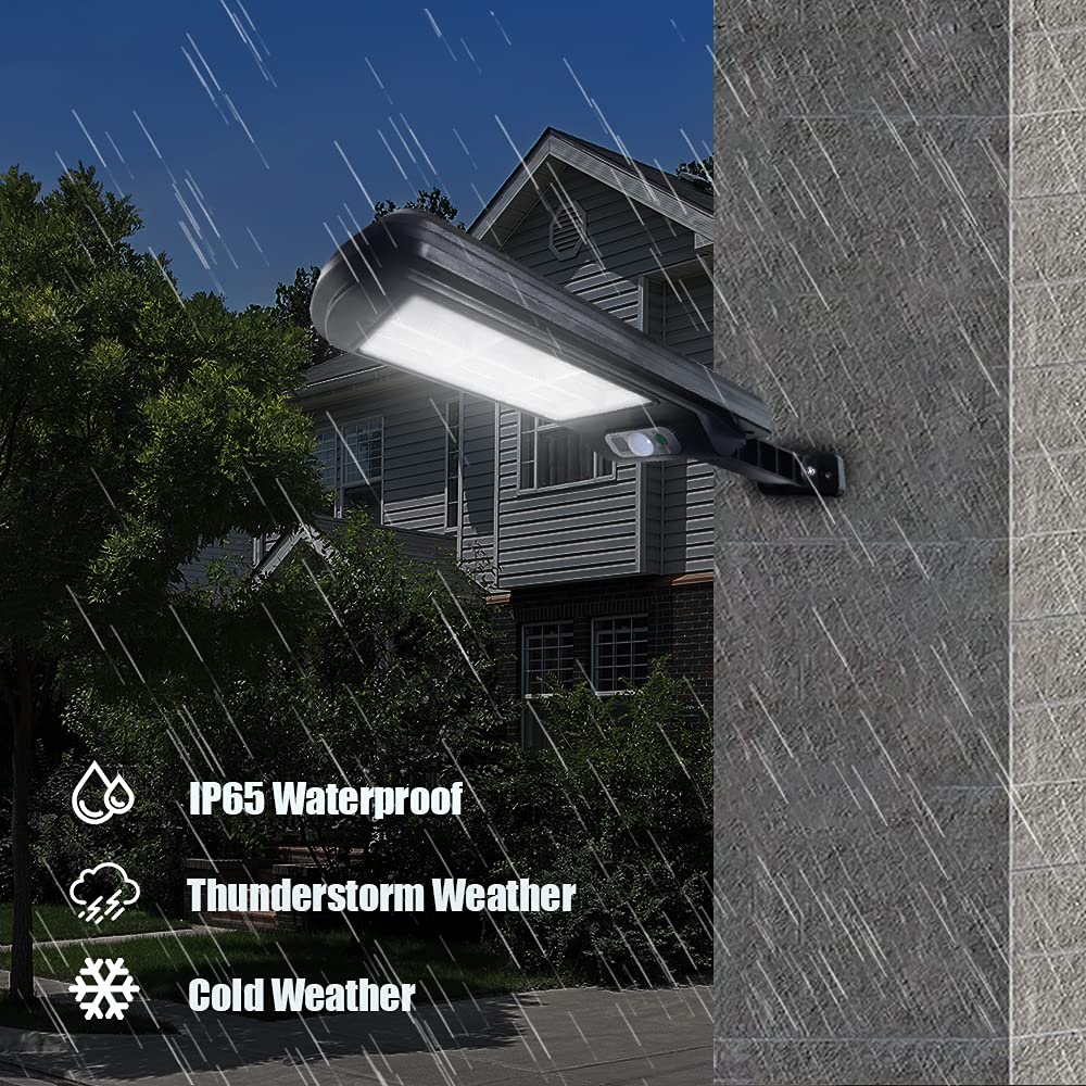 96 Led Solar Street Light Remote Control Solar Parking Lot Lights Motion Sensor Street Lamp with 3 Lighting Modes for Garden Yard Path Garage-2 Pack