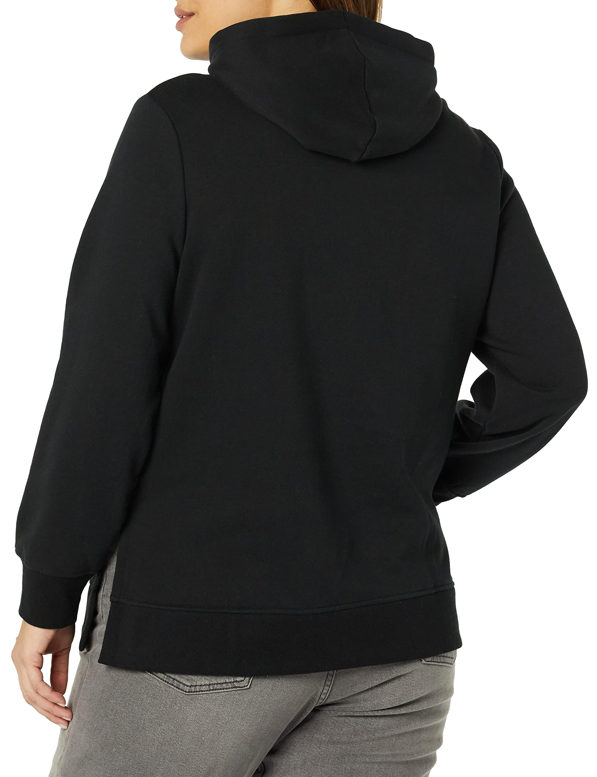Amazon Essentials Women's French Terry Hooded Tunic Sweatshirt, Black, Large