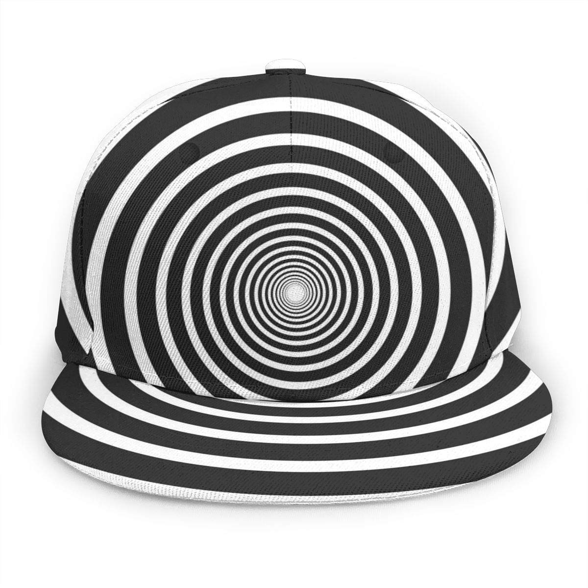 antkondnm Psychedelic Spiral Flat Bill Brim Cap, Cool Hip Hop Trucker Hat Men Women Adjustable Baseball Caps