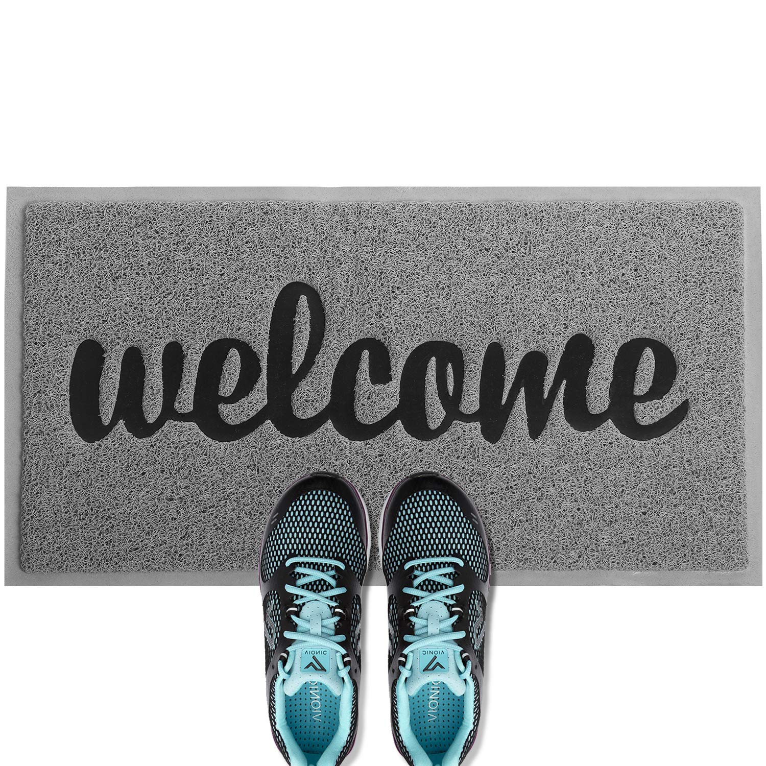 ANKO PVC Super Absorbent Outdoor Welcome MAT(30x18 inches) – Non-Slip Net Backing, Heavy Duty, Waterproof, Easy Clean, Low Profile Mat for Entry, Dust Trapper, Eco-Friendly
