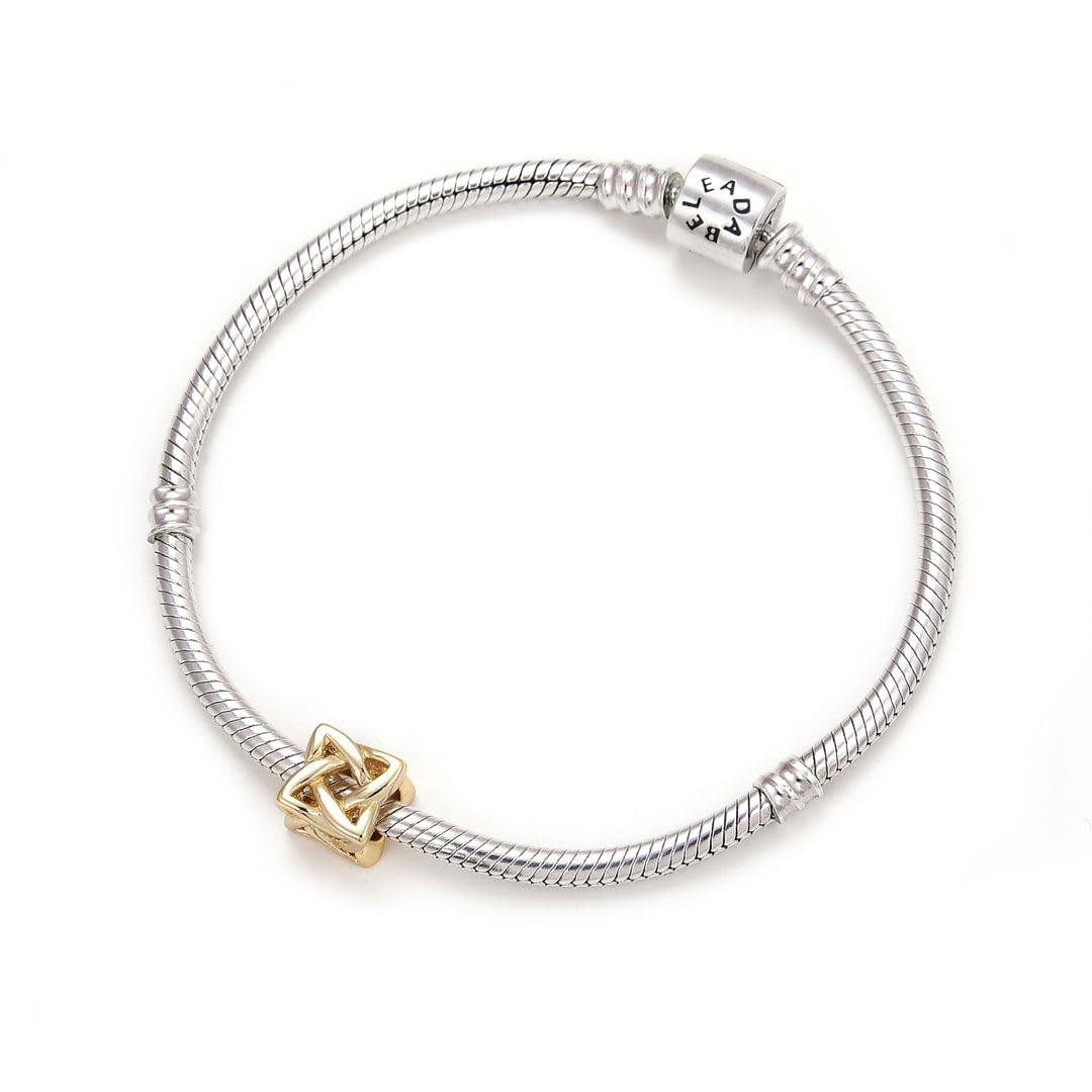 Adabele 1pc Real Gold Plated Sterling Silver Celtic Knot Bead Charm Compatible with Pandora All Other Charm Bracelet Necklace Women Jewelry EC24-B3