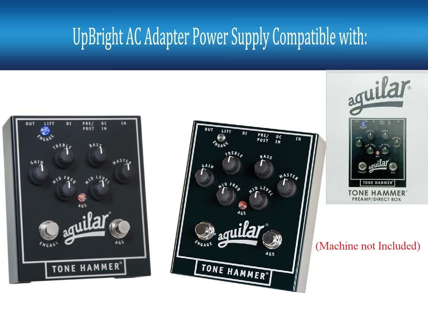 UpBright 18V AC/DC Adapter Compatible With Aguilar Tone Hammer Bass Preamp DI Pedal PreampDI Preamp/Direct Box Bass EQ Effects ToneHammer PSU-2 PSU2 18VDC 2A DC18V 2000mA Power Supply Cord Charger PSU