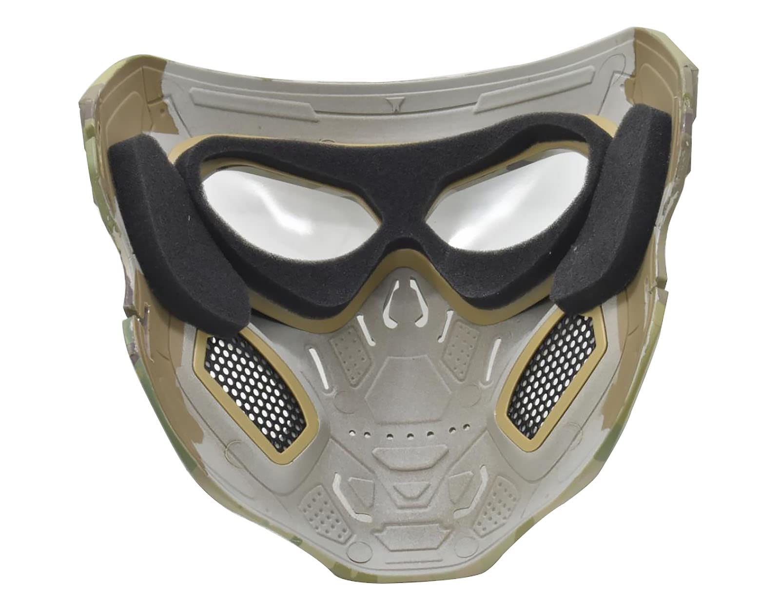 Airsoft Mask & Earmuffs Ear Hearing Protection Headphones Shooting Ear Protection Ear Muffs Full Face Skull Mask Clear Goggle (Camo)
