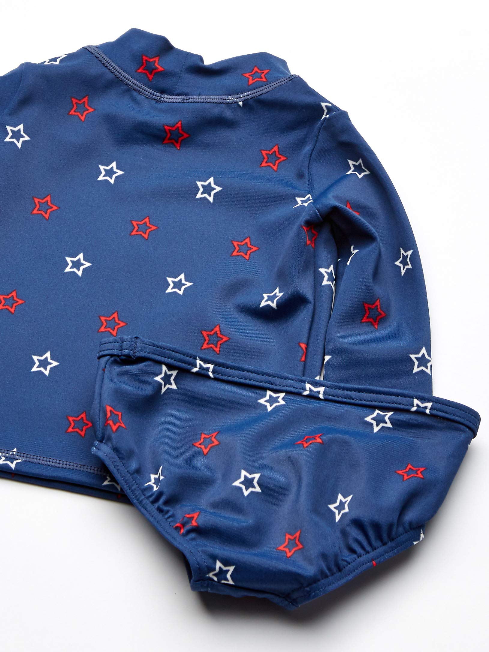 Amazon Essentials Baby Girls' UPF 50+ 2-Piece Long-Sleeve Rash Guard Set, Blue Stars, 18 Months