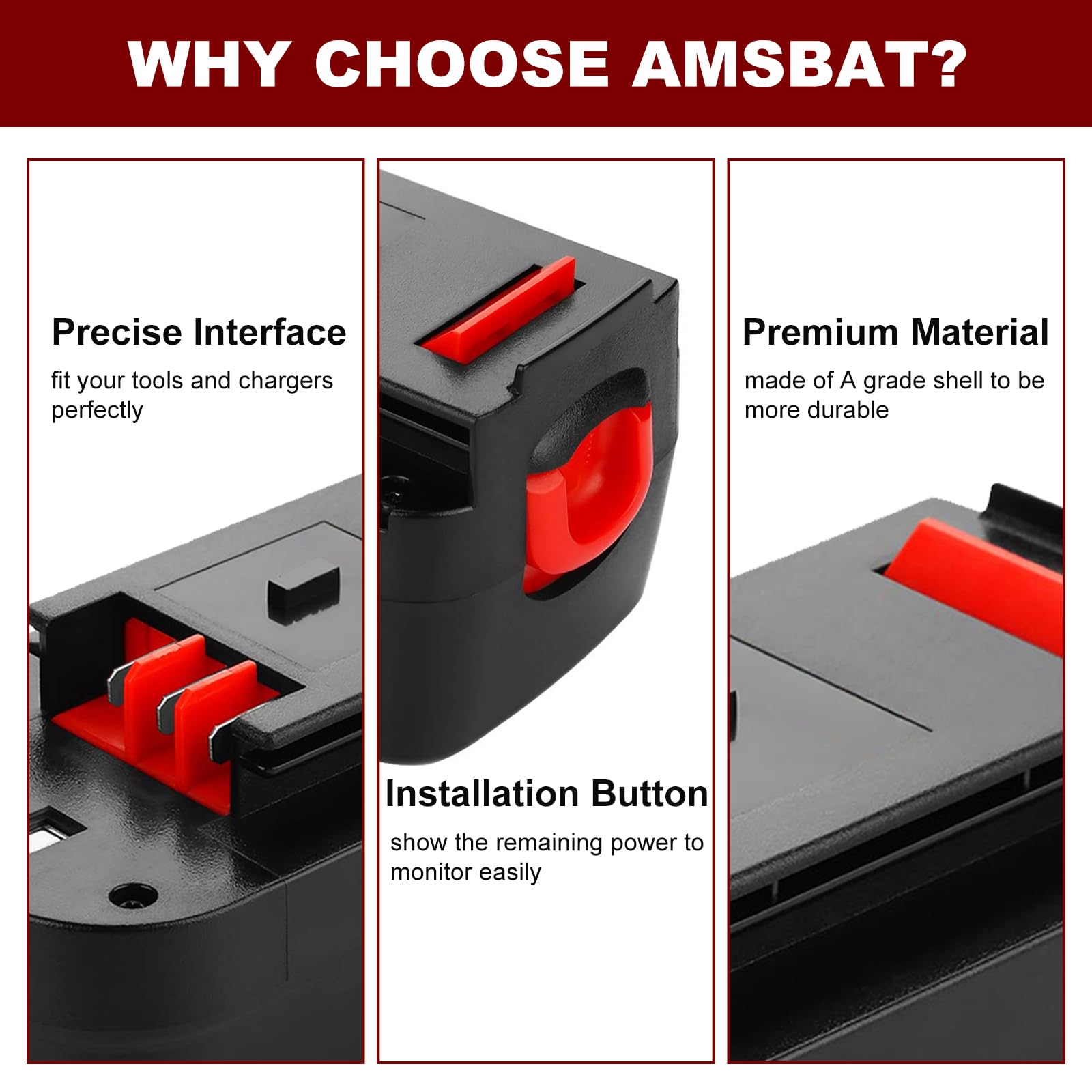 Amsbat 2Pack 3600mAh HPB18 Ni-Mh Replacement Battery for Black and Decker 18V Battery HPB18-OPE Compatible with Black Decker Battery 18V 244760-00 A1718 FS18FL FSB18 Firestorm Cordless Power Tools