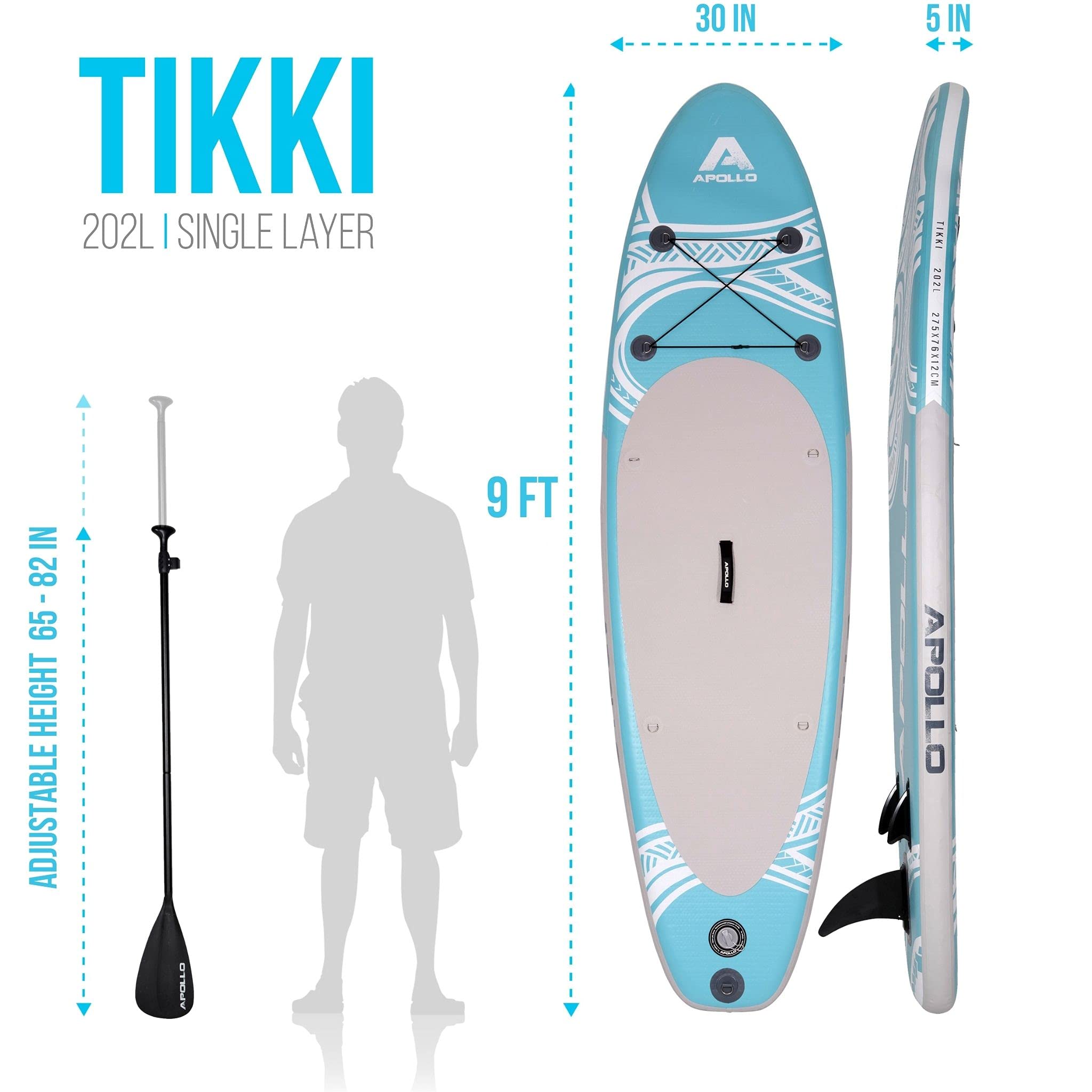 APOLLO Stand-Up Paddleboards - Inflatable SUP Stand Up Paddle Board (9 ft x 30 inch) Standup Paddle Board Inflatable, Premium Backpack/Bag, Non-Slip Deck, Leash, Paddle & Pump