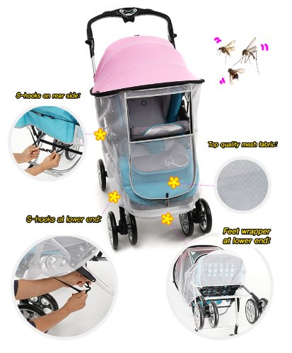 Manito Magic Shade (Sun Shade + Mosquito Net 2-in-1) for Strollers - Black/Black