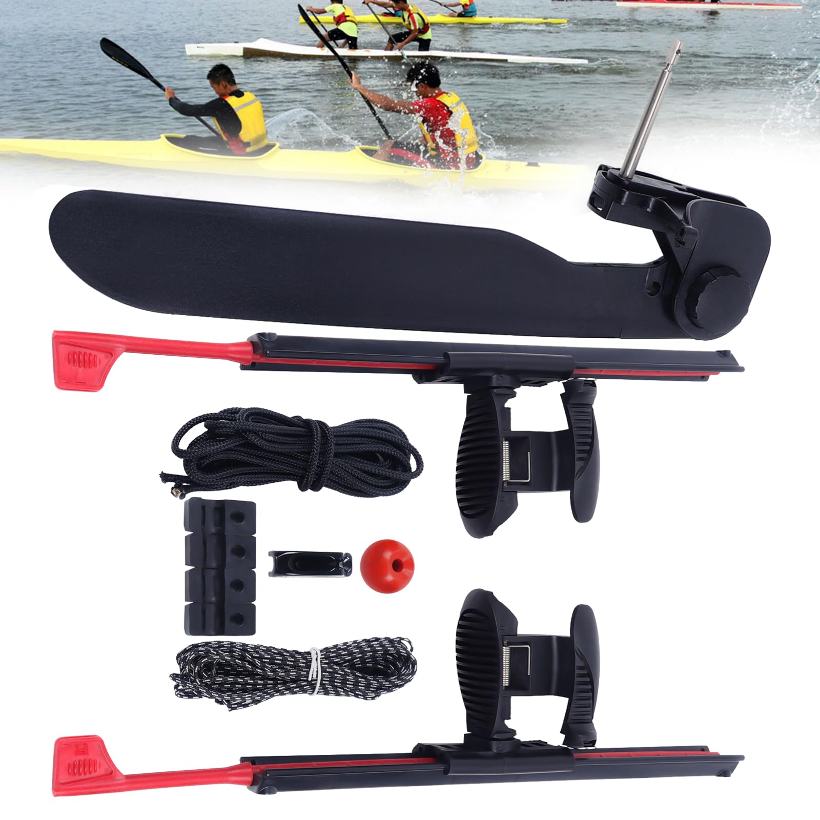 Adjustable Kayak Foot Braces Pedals & Tail Rudder Direction Steering, Upthehill Kayak Rudder Kit for Kayaking, Canoe, Fishing Boat