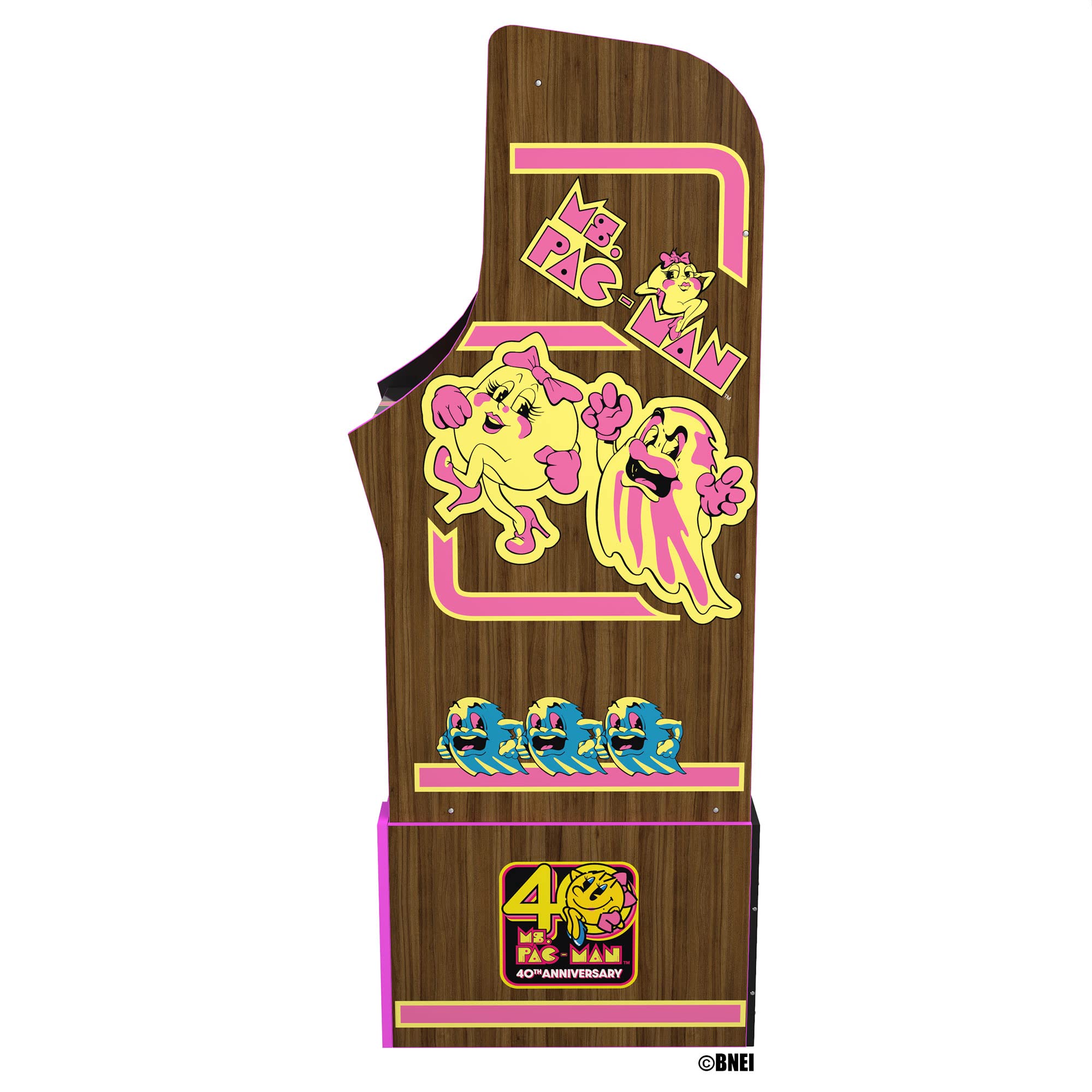 Arcade1Up Ms. Pac Man 40th Anniversary Classic 10 in 1 Coinless Arcade Video Game Cabinet Machine with Riser for Home Rec Rooms