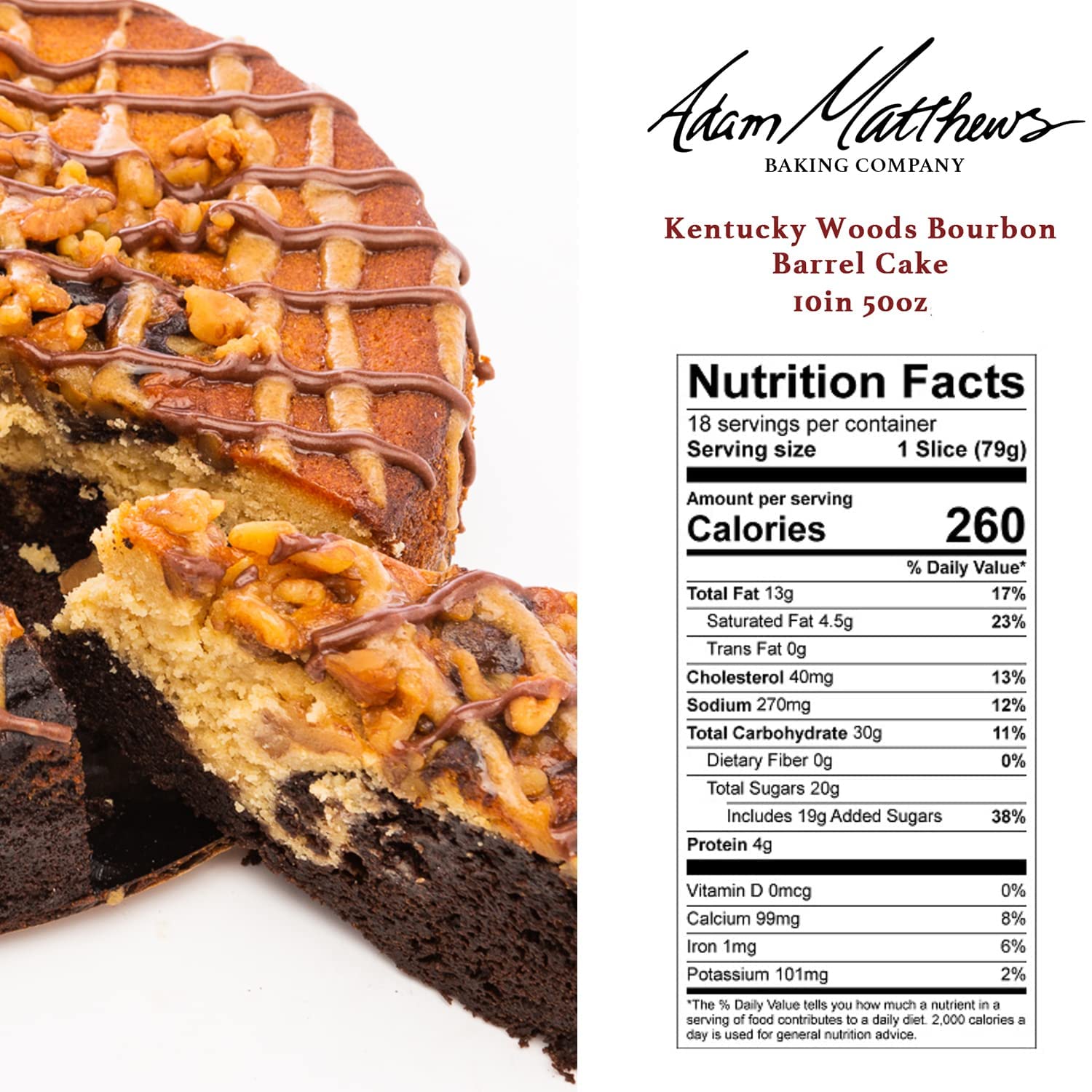 Adam Matthews Kentucky Woods Bourbon Barrel Cake, 50 oz