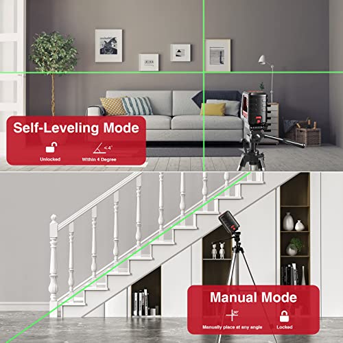 AmzGod Self Leveling Laser Level - 100ft/30m Green Cross Line Laser Level Line Tool with Dual Modules, 3 Brightness Adjustments, Manual and Pulse Mode, IP54 Waterproof, 360° Rotatable Magnetic Bracket