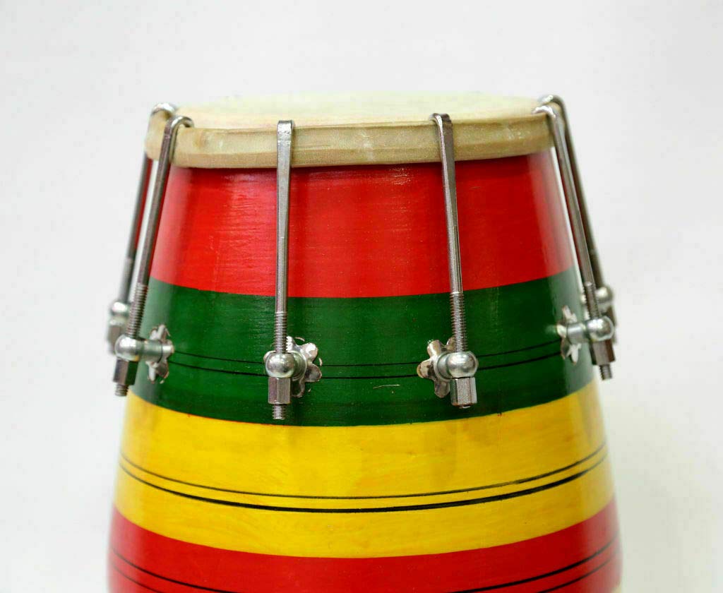 Generic IndienKultur Musical Instrument Wooden Nut & Bolt Small Size 12 Inch Baby Dholak For Kids