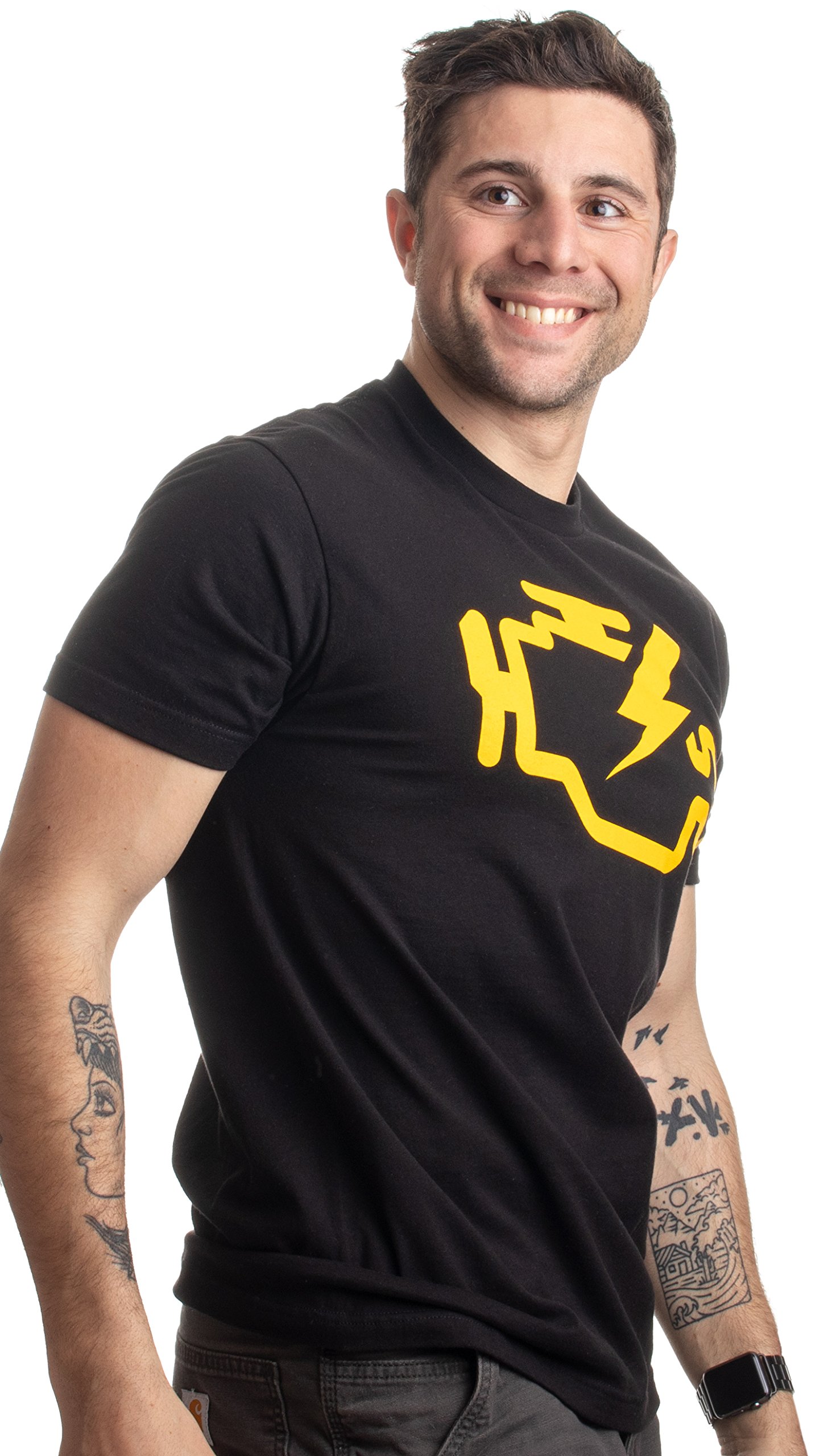 Ann Arbor T-shirt Co. Check Engine Light | Funny Mechanic Car Clothing Men T-Shirt-(Adult,L) Black
