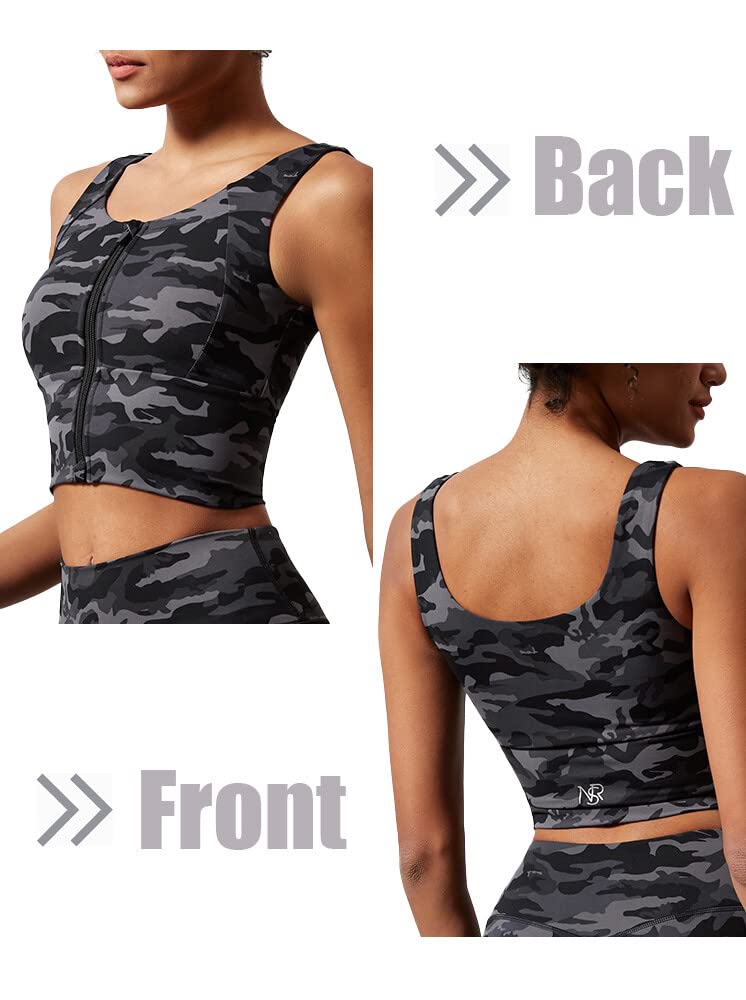 Airfree Workout Sets For Women 2 Piece Cute Gym Set Track Suits With Prockets Sport Outfit For Yoga Running Training(Camo Grey,M)